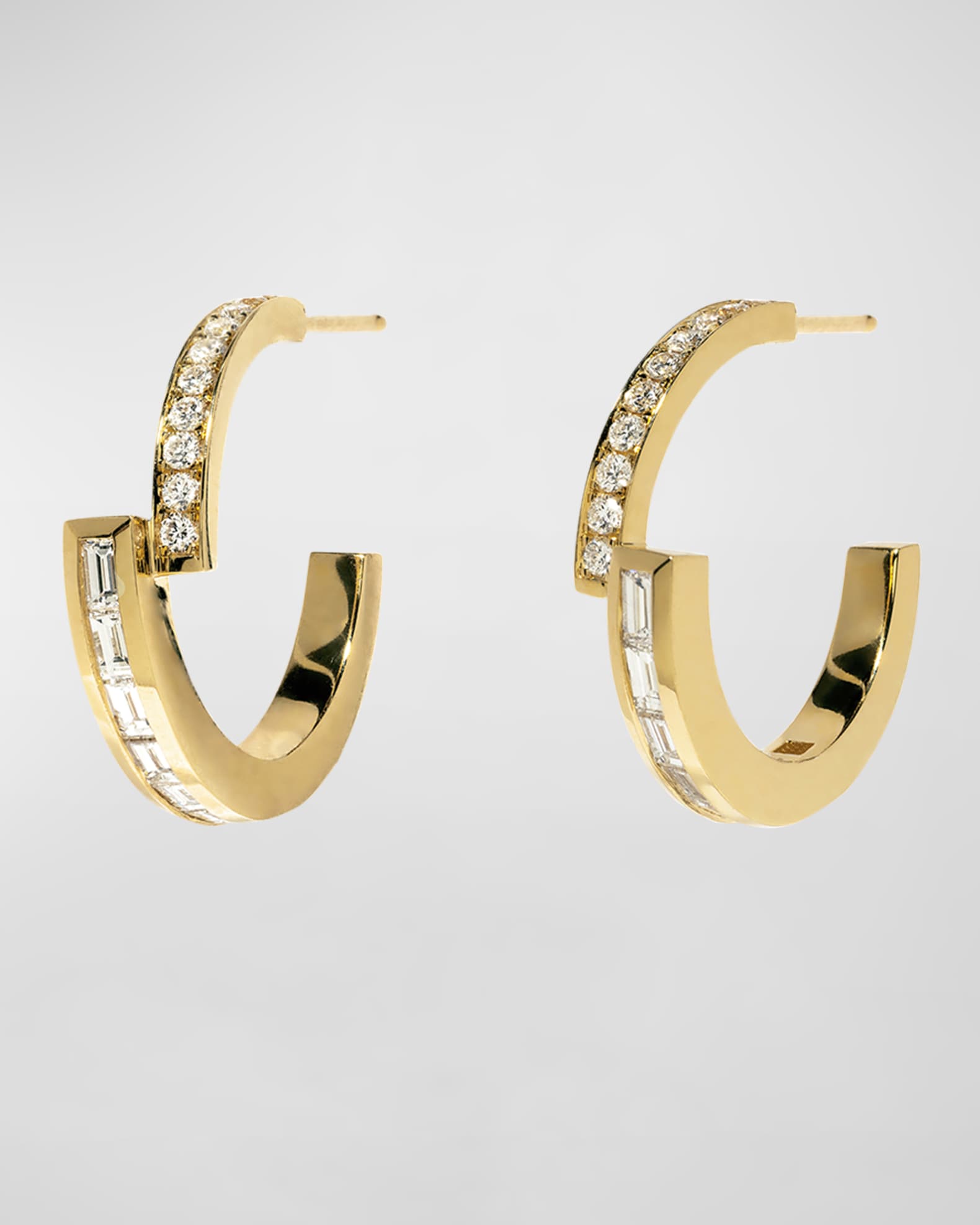 AZLEE 18k Yellow Gold Diamond Hoop Earrings | Neiman Marcus