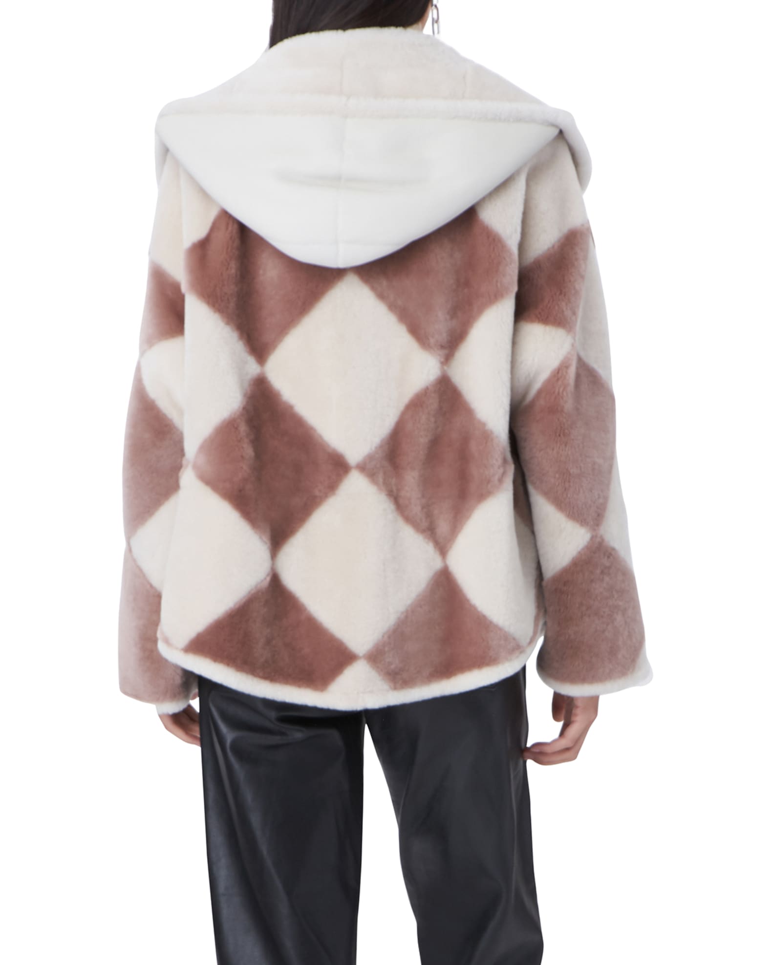 Christia Hooded Reversible Diamond Shearling Jacket | Neiman Marcus