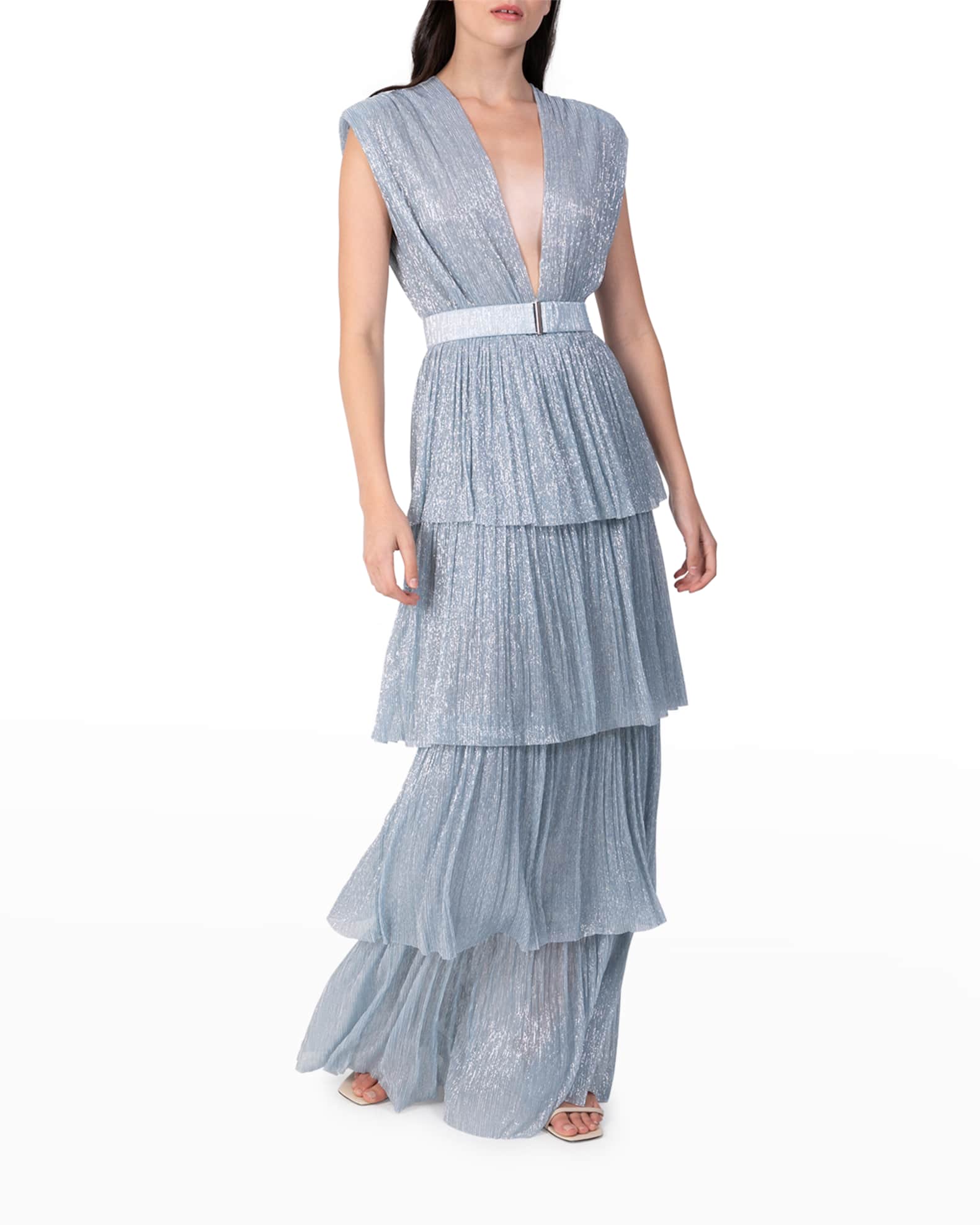 Sabina Musayev Skylar Tiered Plisse Gown | Neiman Marcus