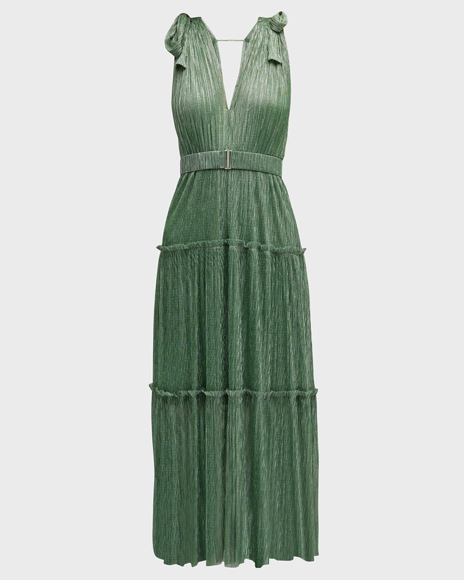 Sabina Musayev Helena Long Pleated Shimmer Dress | Neiman Marcus