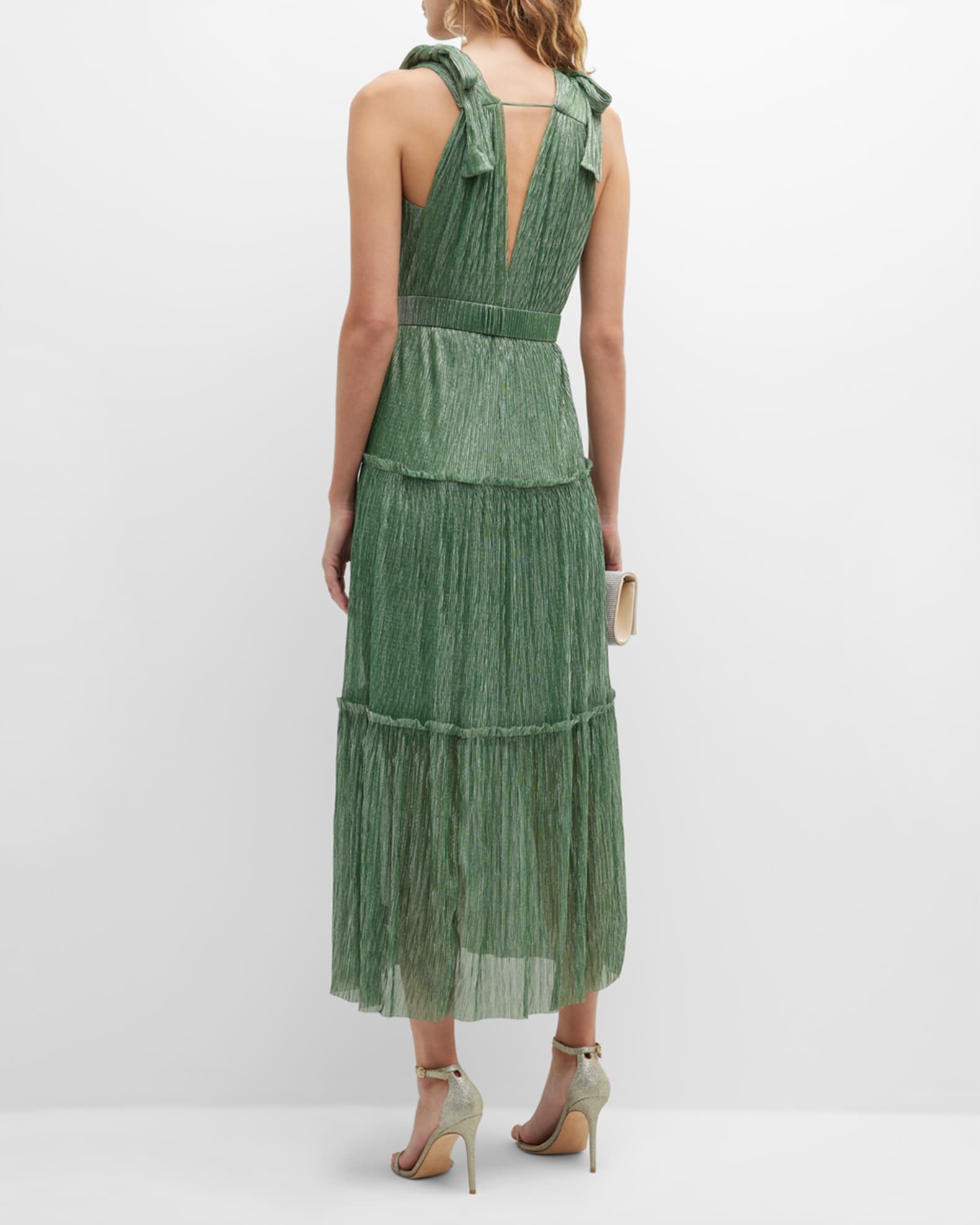 Sabina Musayev Helena Long Pleated Shimmer Dress | Neiman Marcus
