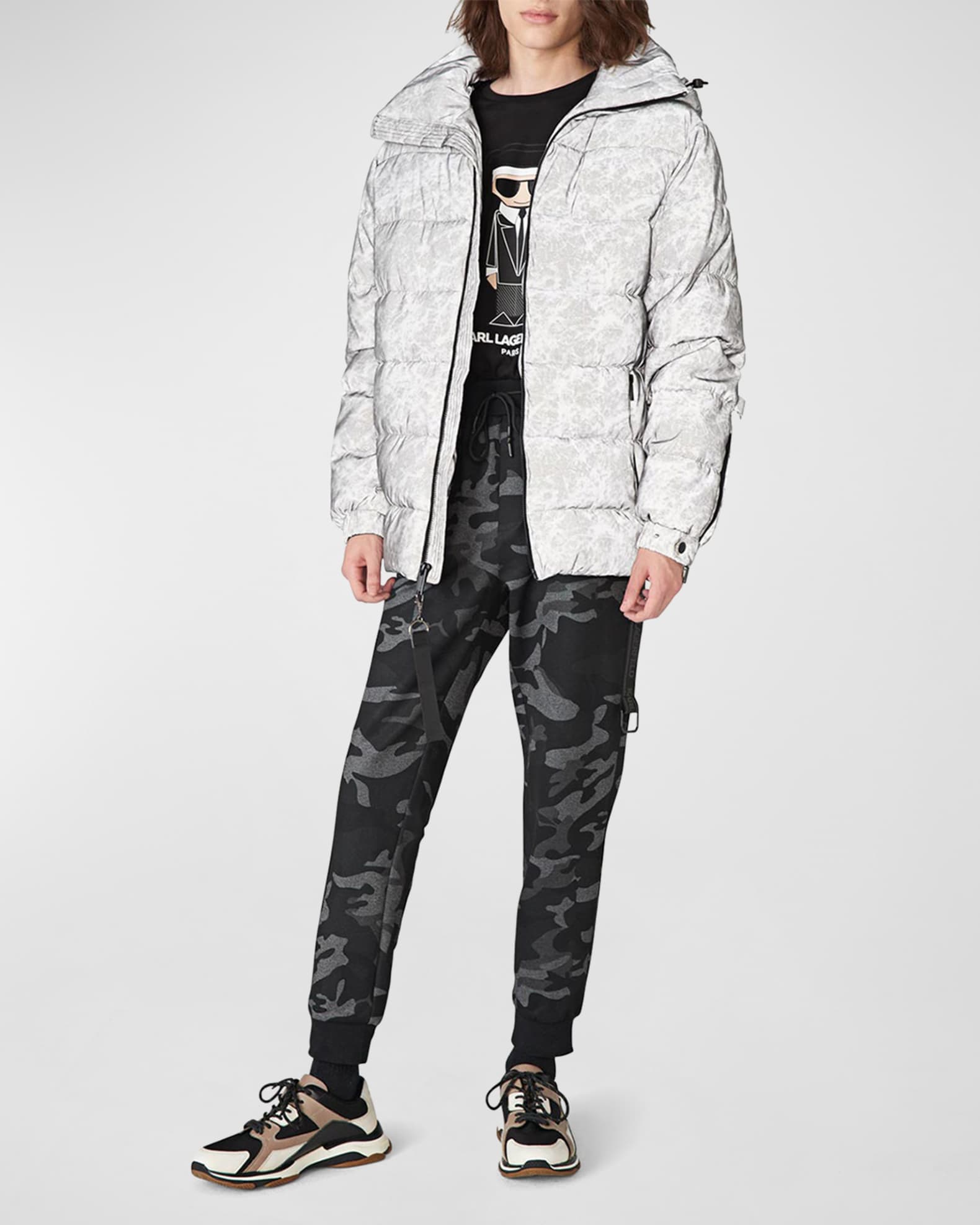 Karl Lagerfeld Paris Men's Reflective Puffer Jacket | Neiman Marcus