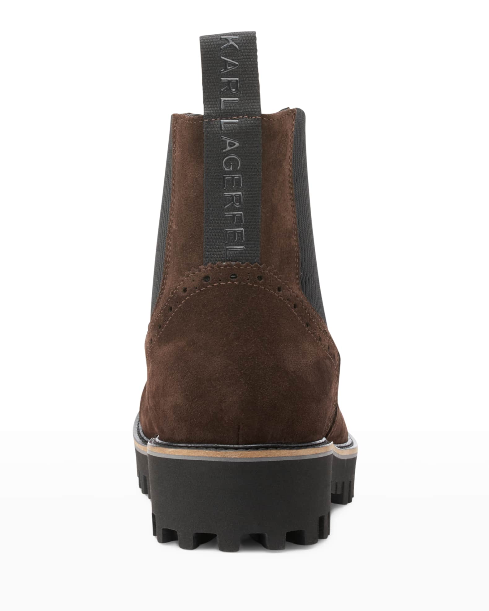 Karl Lagerfeld Men's Wing-Tip Suede Lug-Sole Chelsea Boots | Neiman Marcus