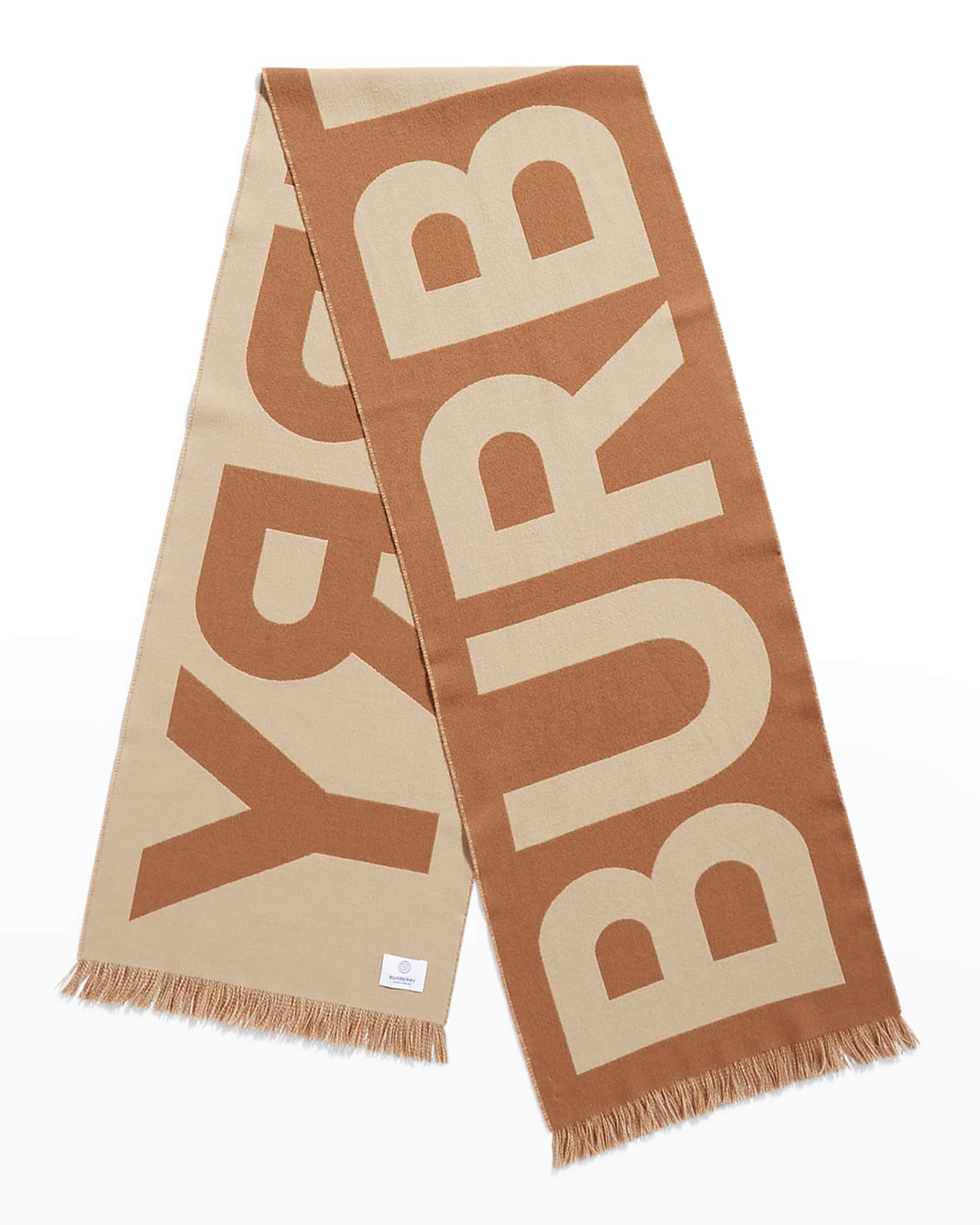 Burberry Men's Wool Logo Football Scarf | Neiman Marcus