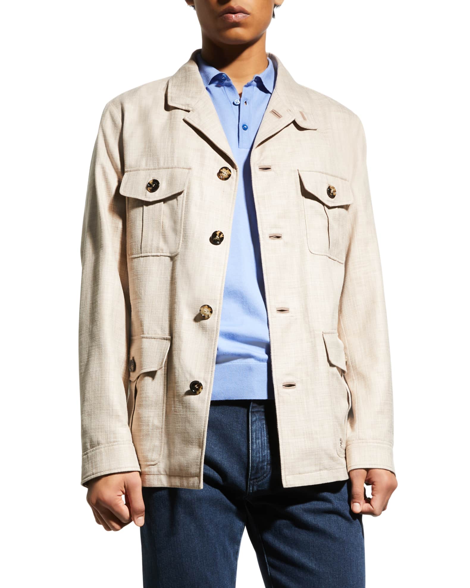 Stefano Ricci Men's Button-Down Field Jacket | Neiman Marcus