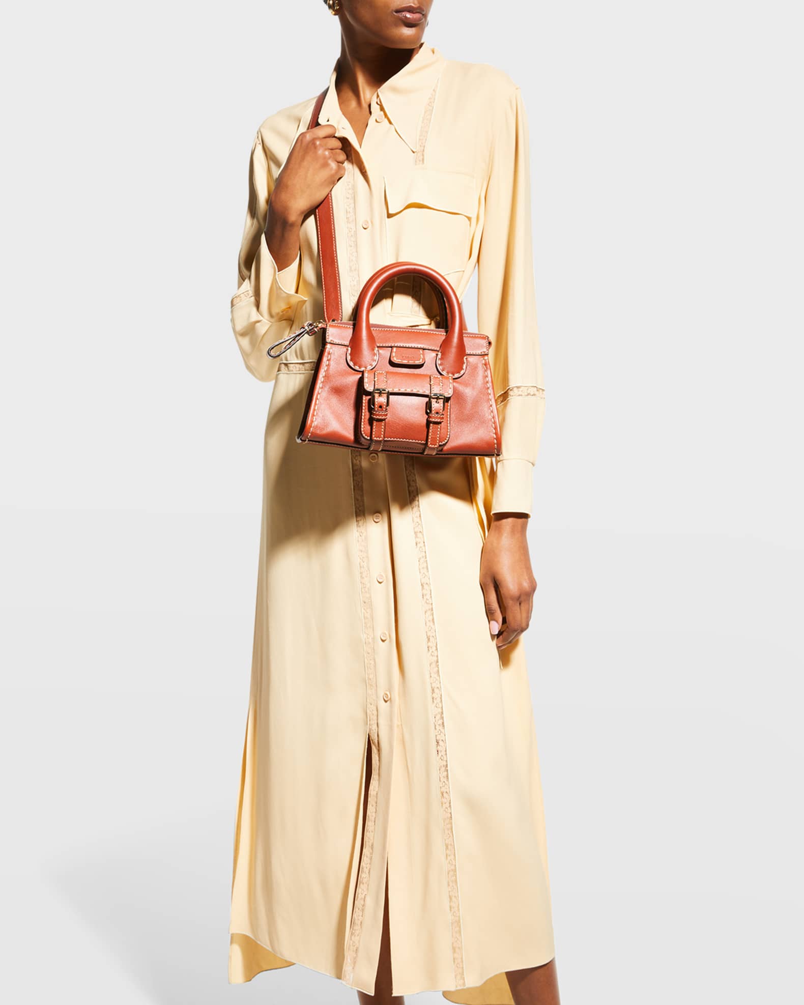 Chloe Edith Small Buffalo Leather Satchel Crossbody Bag | Neiman Marcus