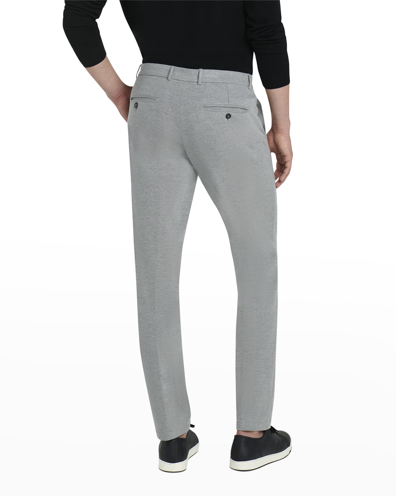 Bugatchi Men's Stretch-Knit FF Pants | Neiman Marcus