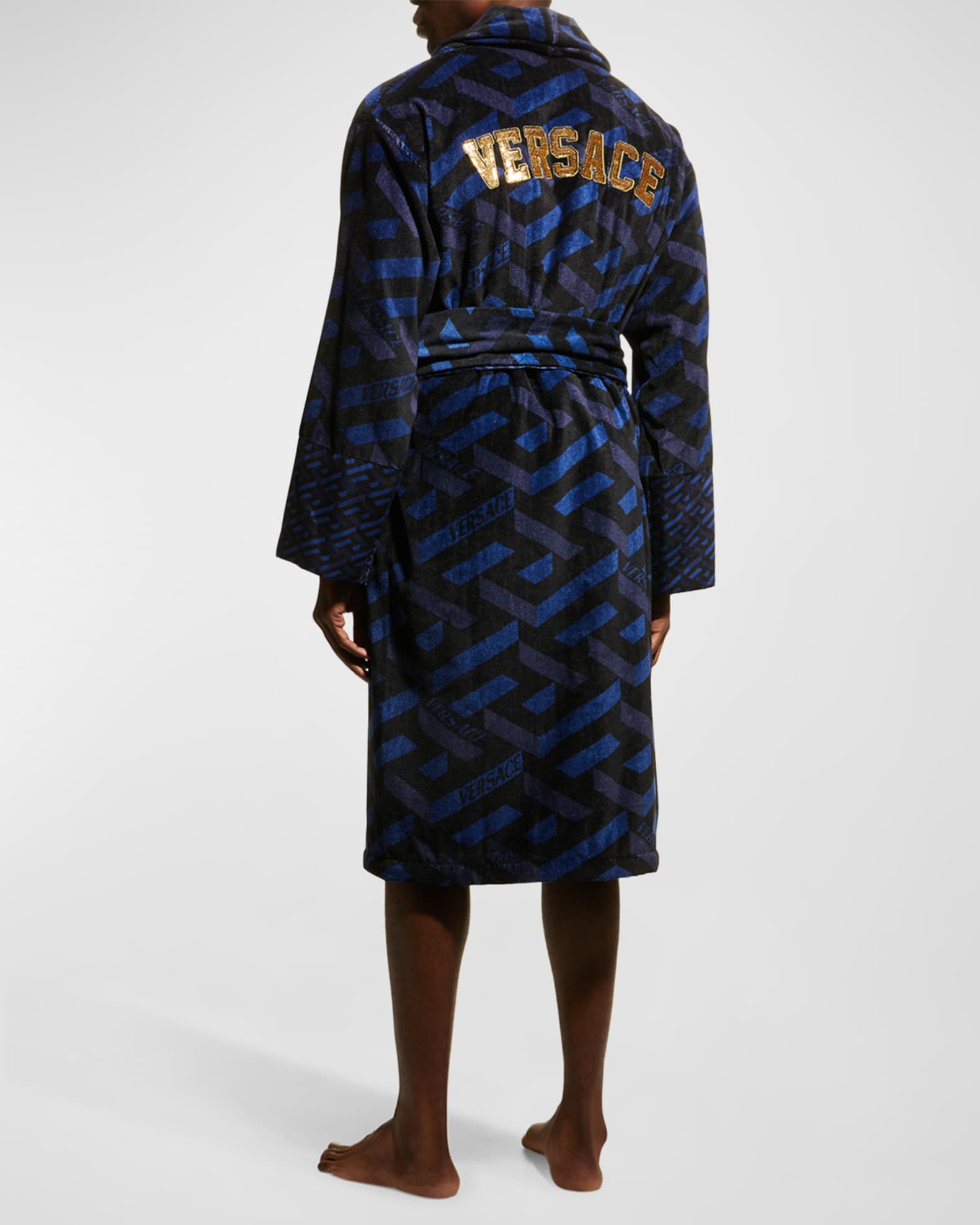 Versace Men's Greca Cotton Robe | Neiman Marcus