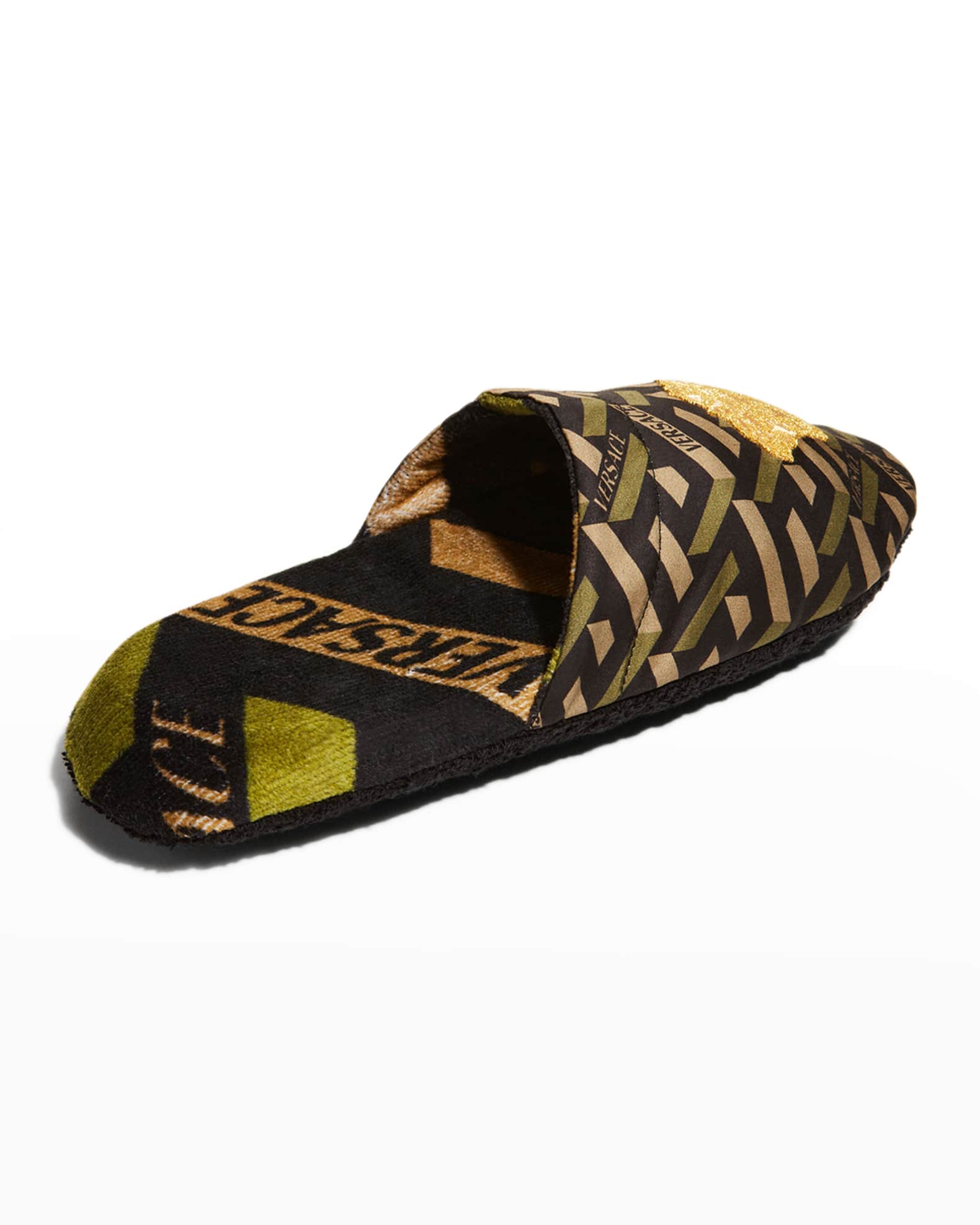 Versace Men's Greca Medusa Slippers | Neiman Marcus