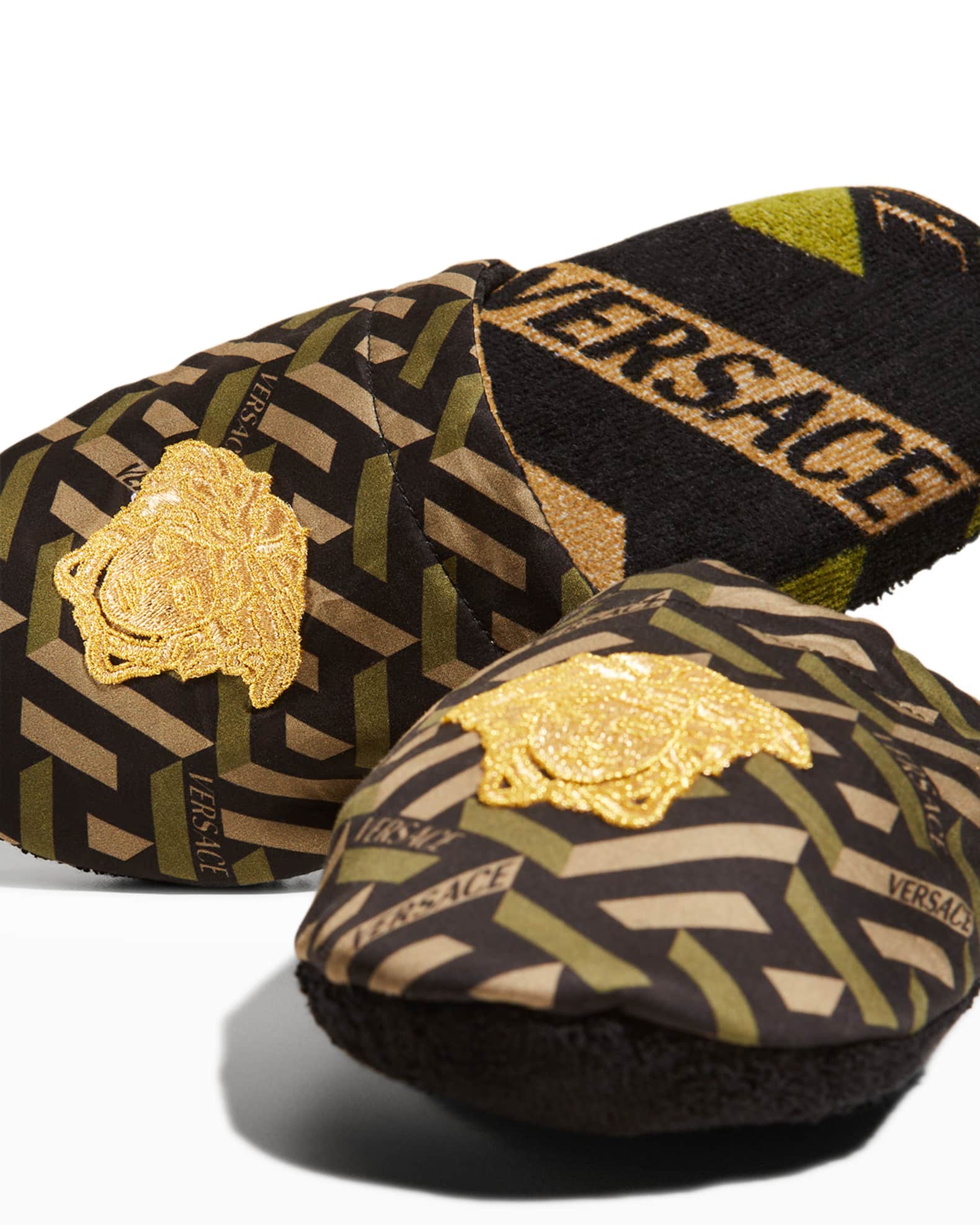 Versace Men's Greca Medusa Slippers | Neiman Marcus
