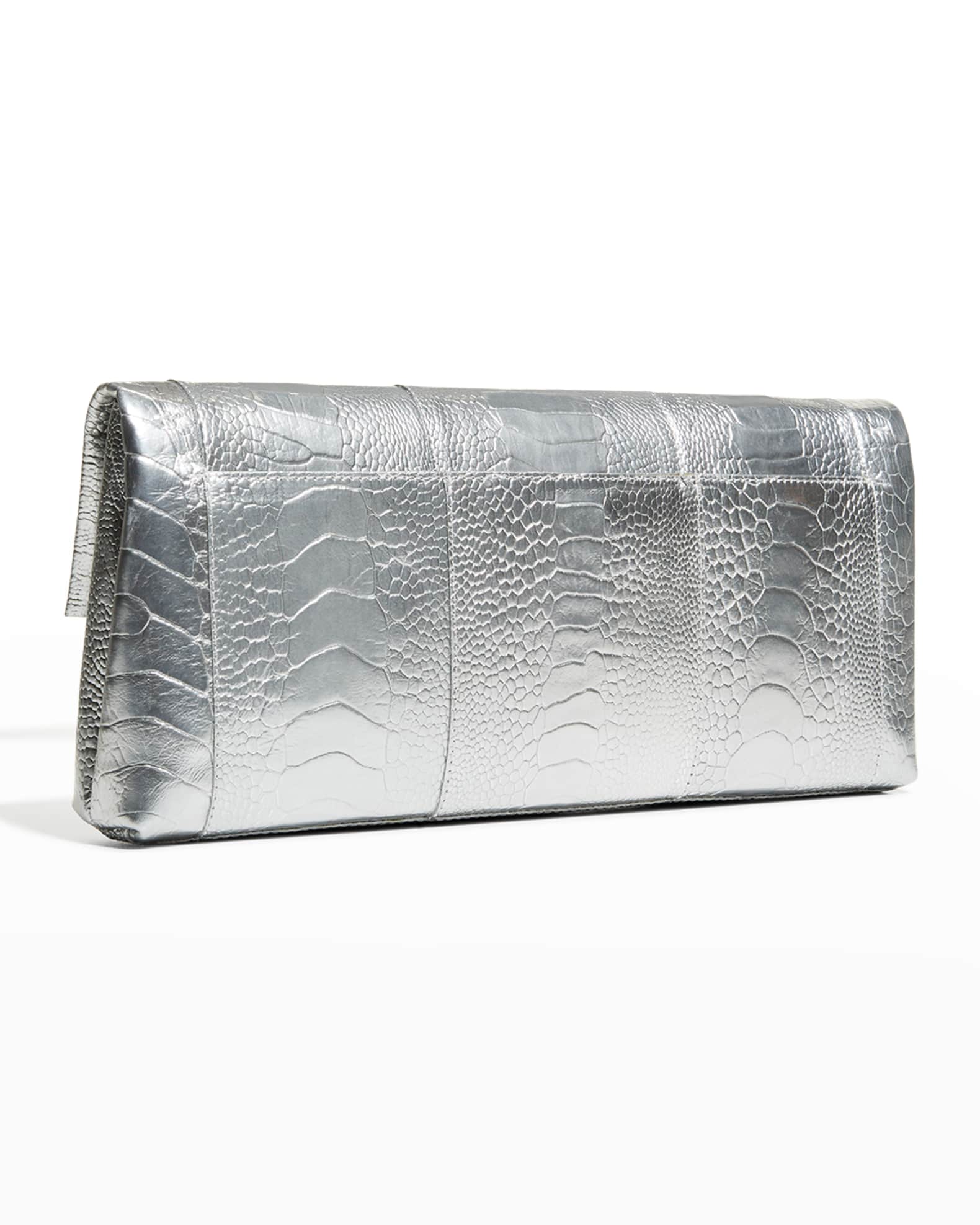 Nancy Gonzalez Gotham Metallic Crocodile Clutch Bag | Neiman Marcus