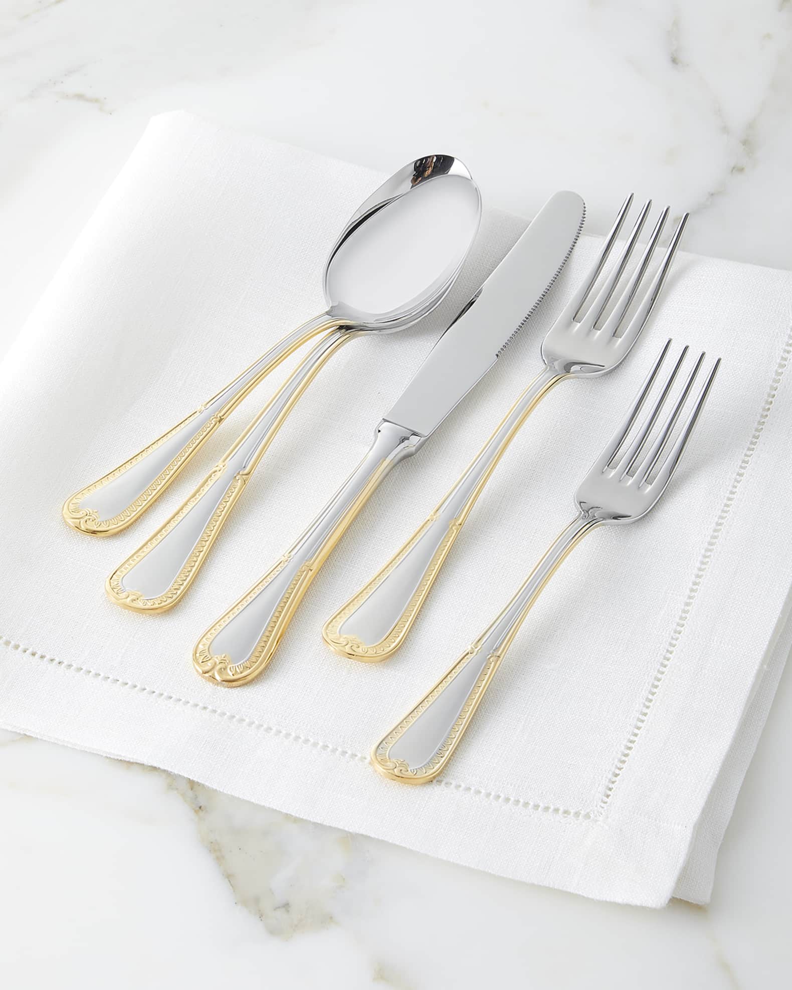 Neiman Marcus Firenze CW Gold Decor Stainless Steel 20-Piece Flatware ...