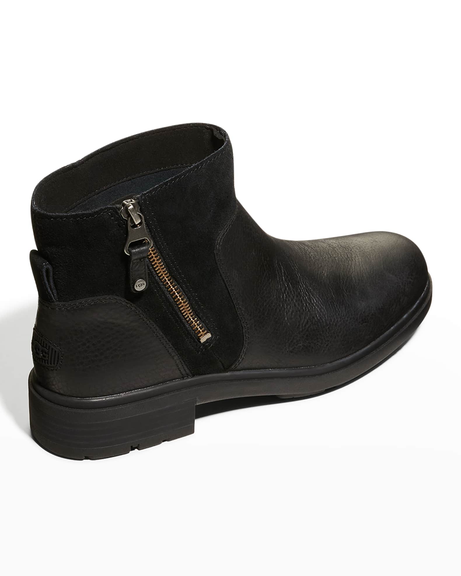 UGG Harrison Waterproof Mix-Leather Zip Ankle Booties | Neiman Marcus
