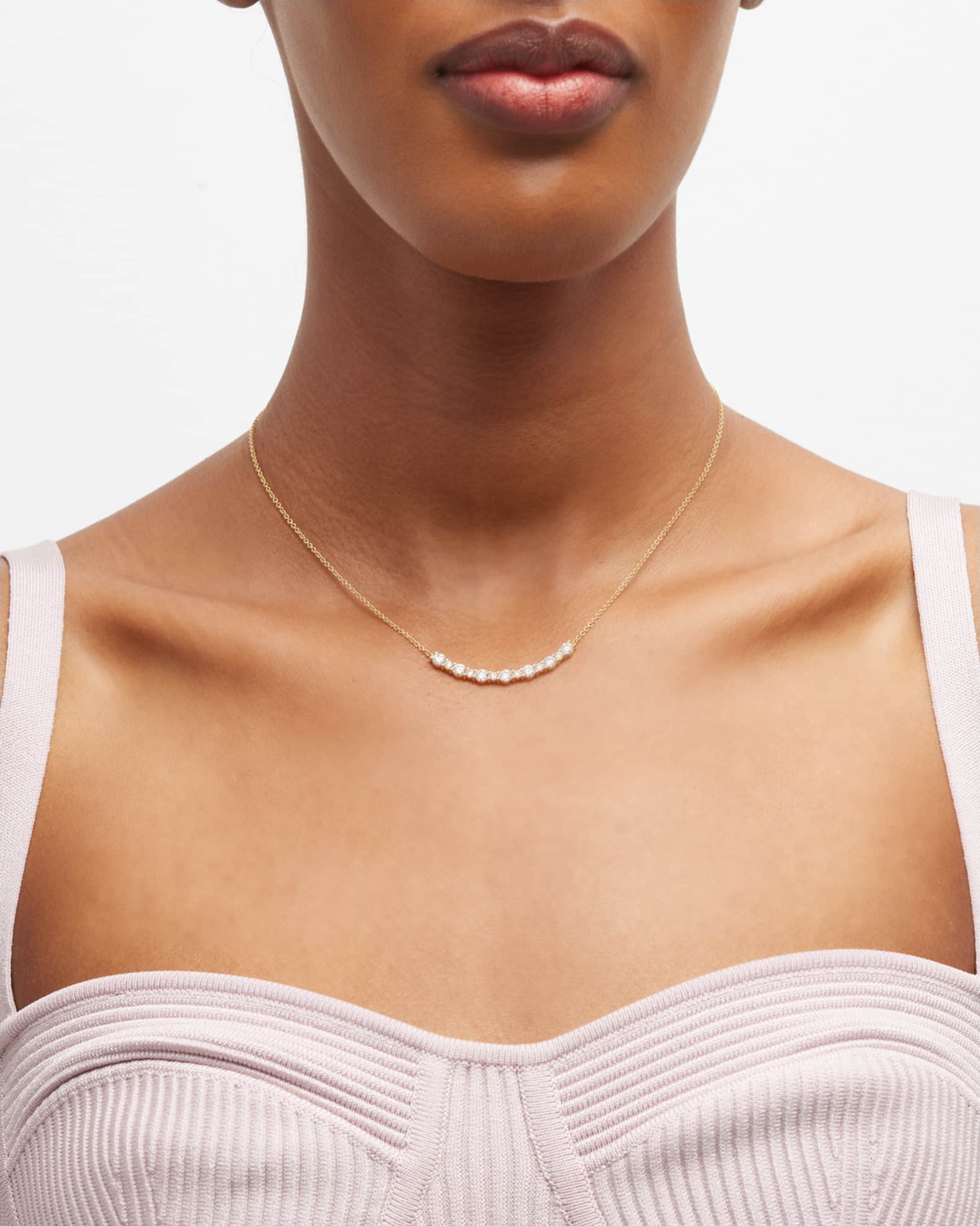 Neiman Marcus Diamonds 18k Yellow Gold Round Diamond Smiley Bar ...