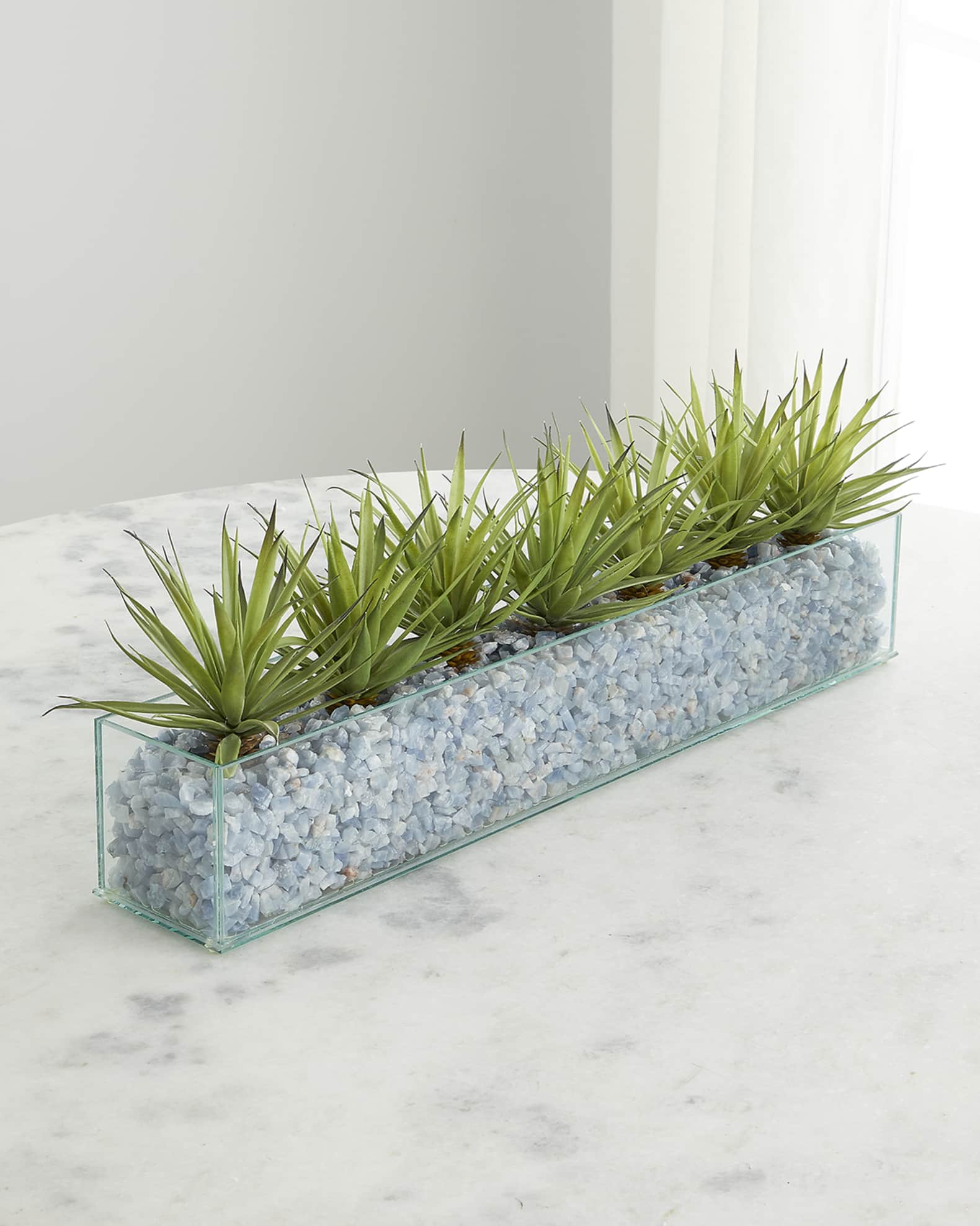 T&C Floral Company Agave in Rectangular Glass Container Faux Floral ...
