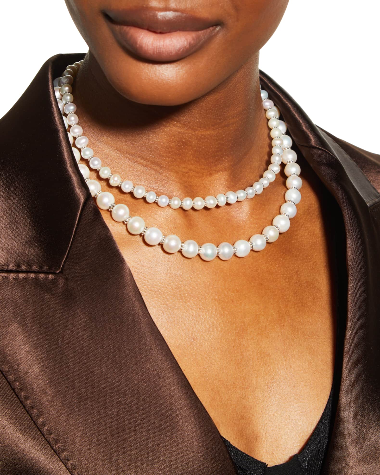 Stephen Dweck 9-10mm White Round Pearl Necklace | Neiman Marcus