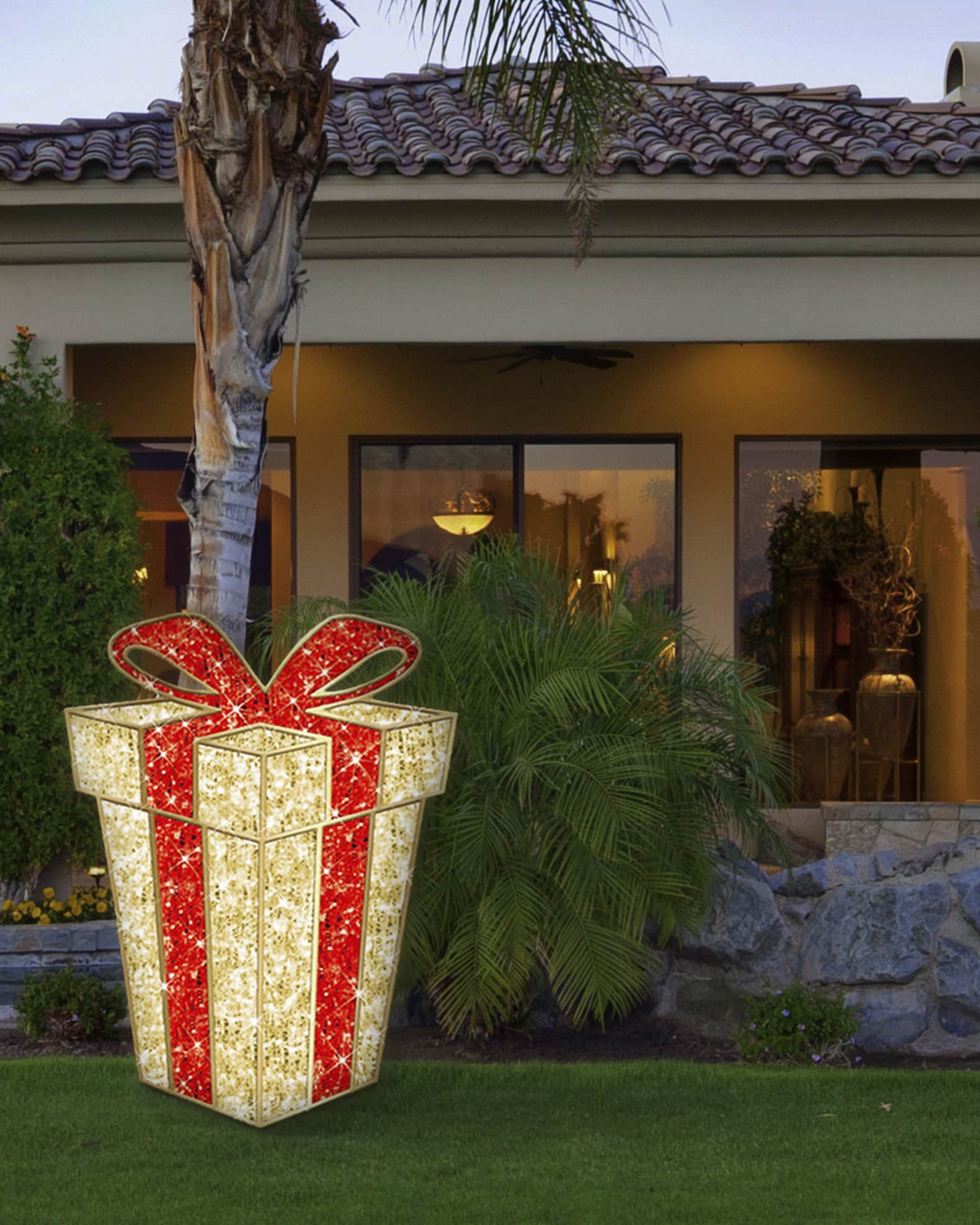 Barcana 2D Medium Golden Gift Box Outdoor Decoration | Neiman Marcus