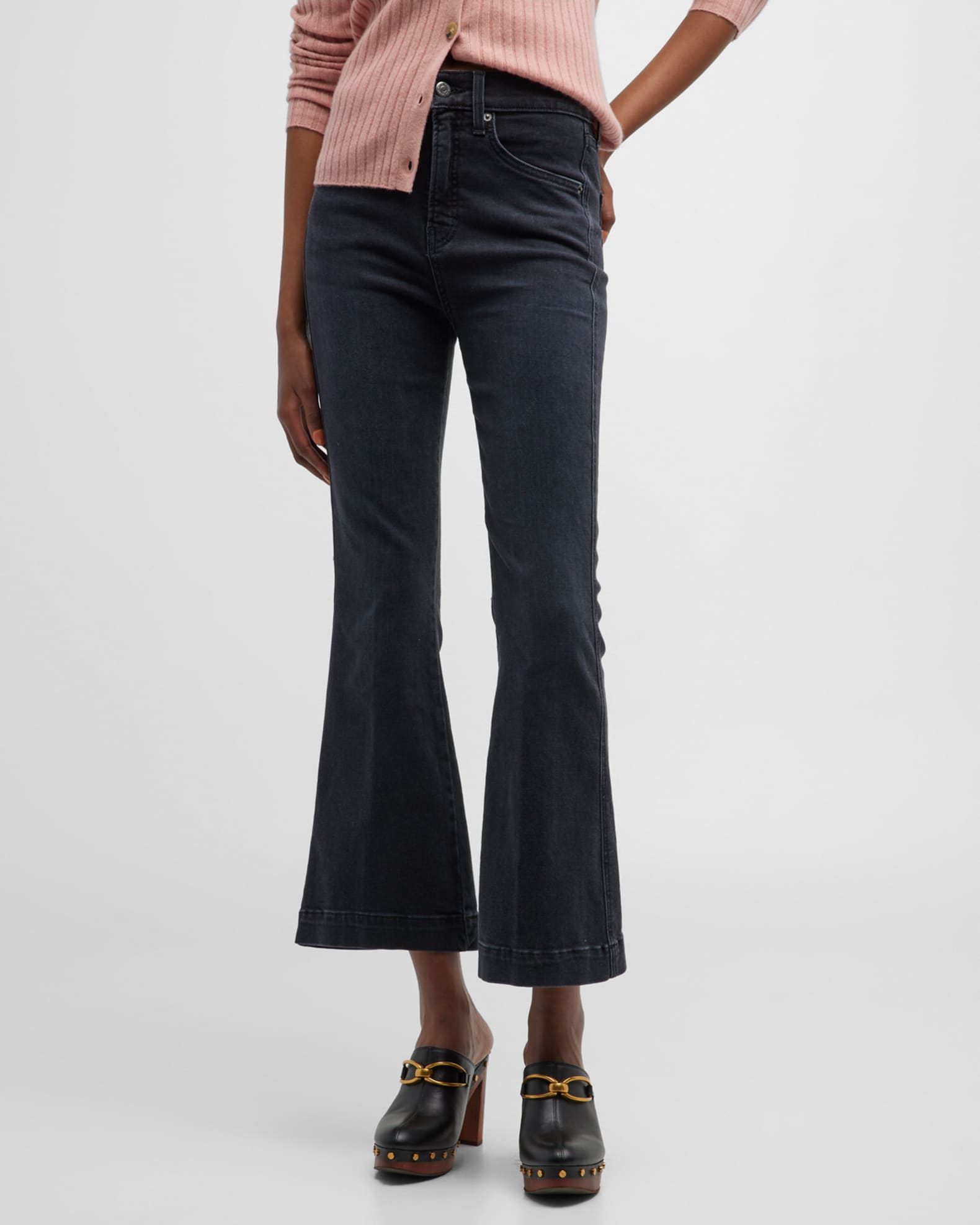 Veronica Beard Carson High-Rise Ankle Flare Jeans | Neiman Marcus