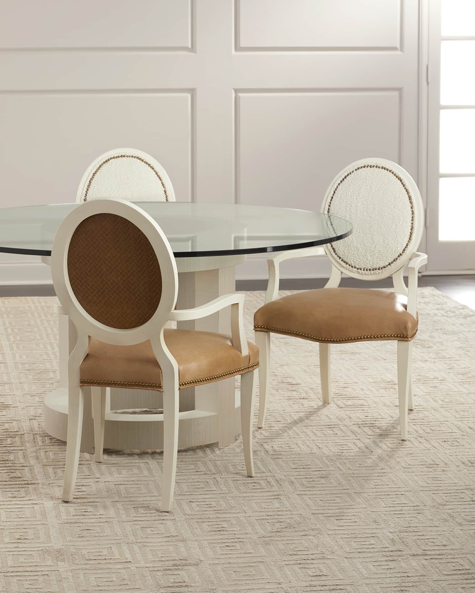 Massoud Elsa Leather Dining Arm Chair | Neiman Marcus