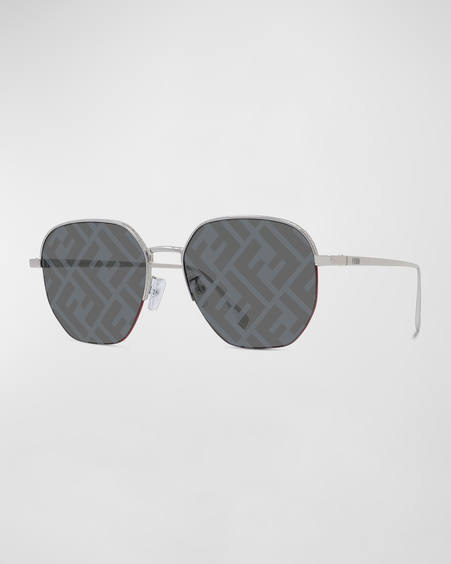 Fendi Mens Metal Aviator Logo Lens Sunglasses Neiman Marcus