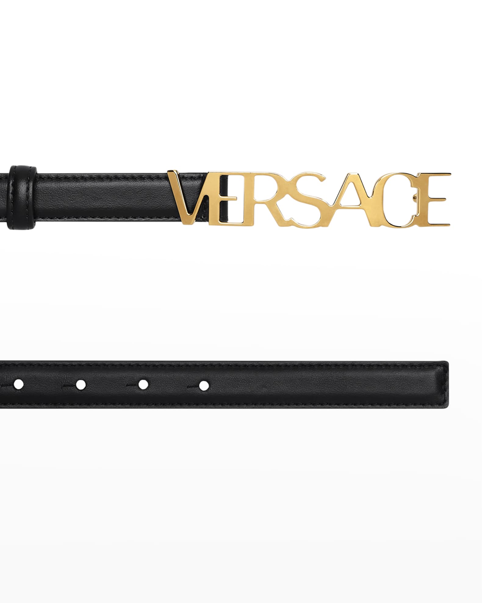 Versace Leather Letter Logo Belt | Neiman Marcus