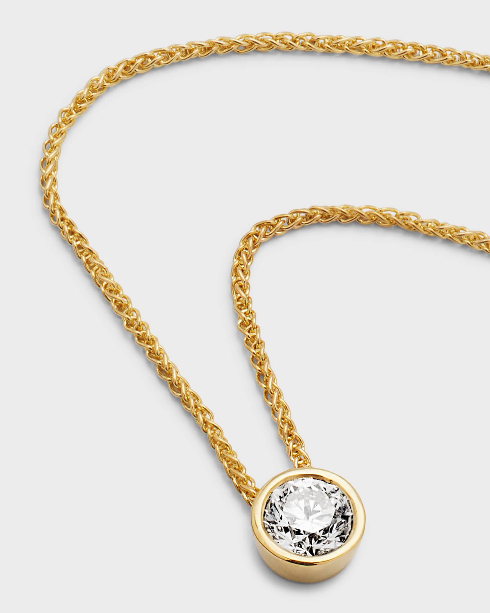 Neiman Marcus Diamonds 18K Yellow Gold Bezel Diamond Slider Pendant, 0 ...