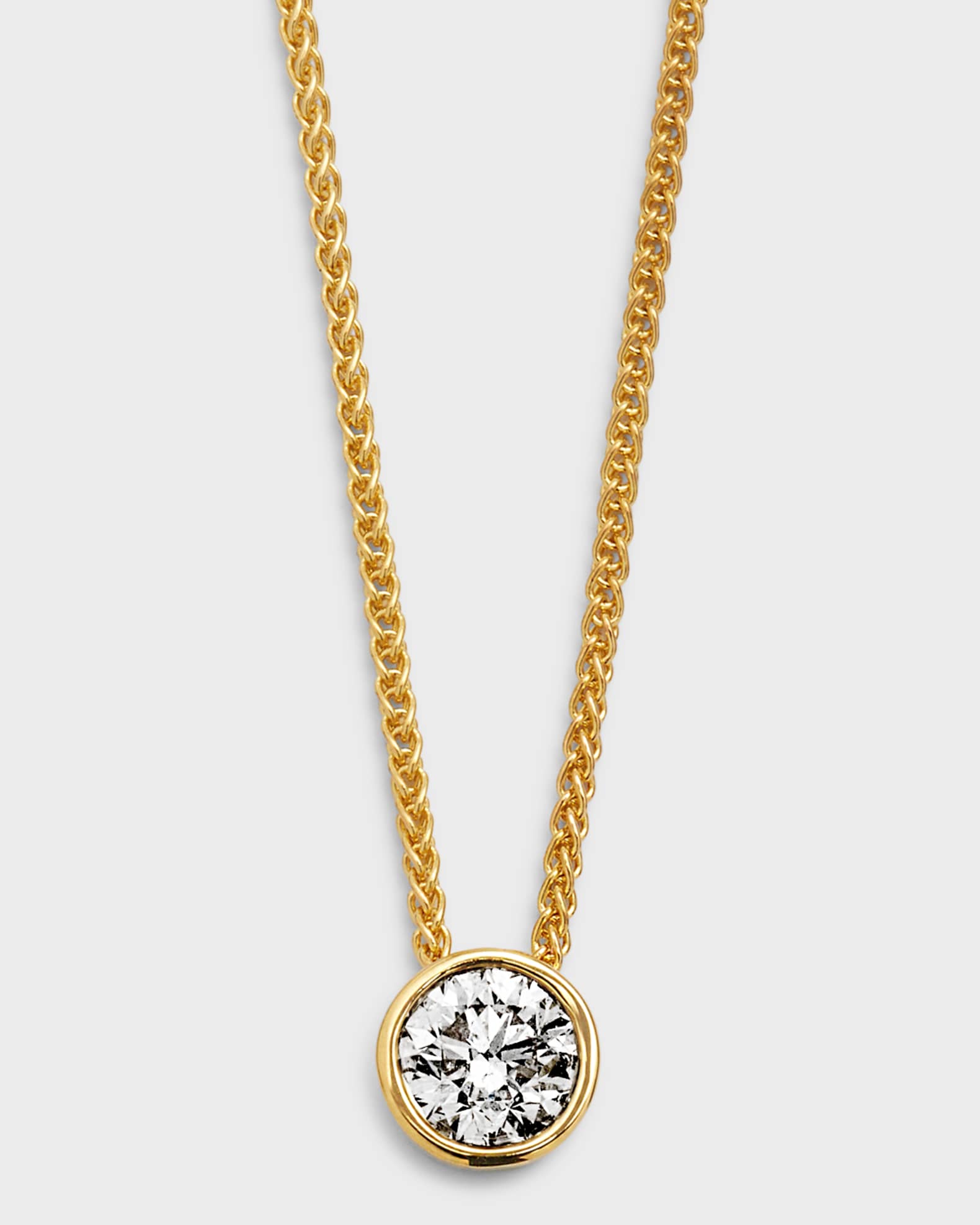 Neiman Marcus Diamonds 18K Yellow Gold Bezel Diamond Slider Pendant, 0 ...