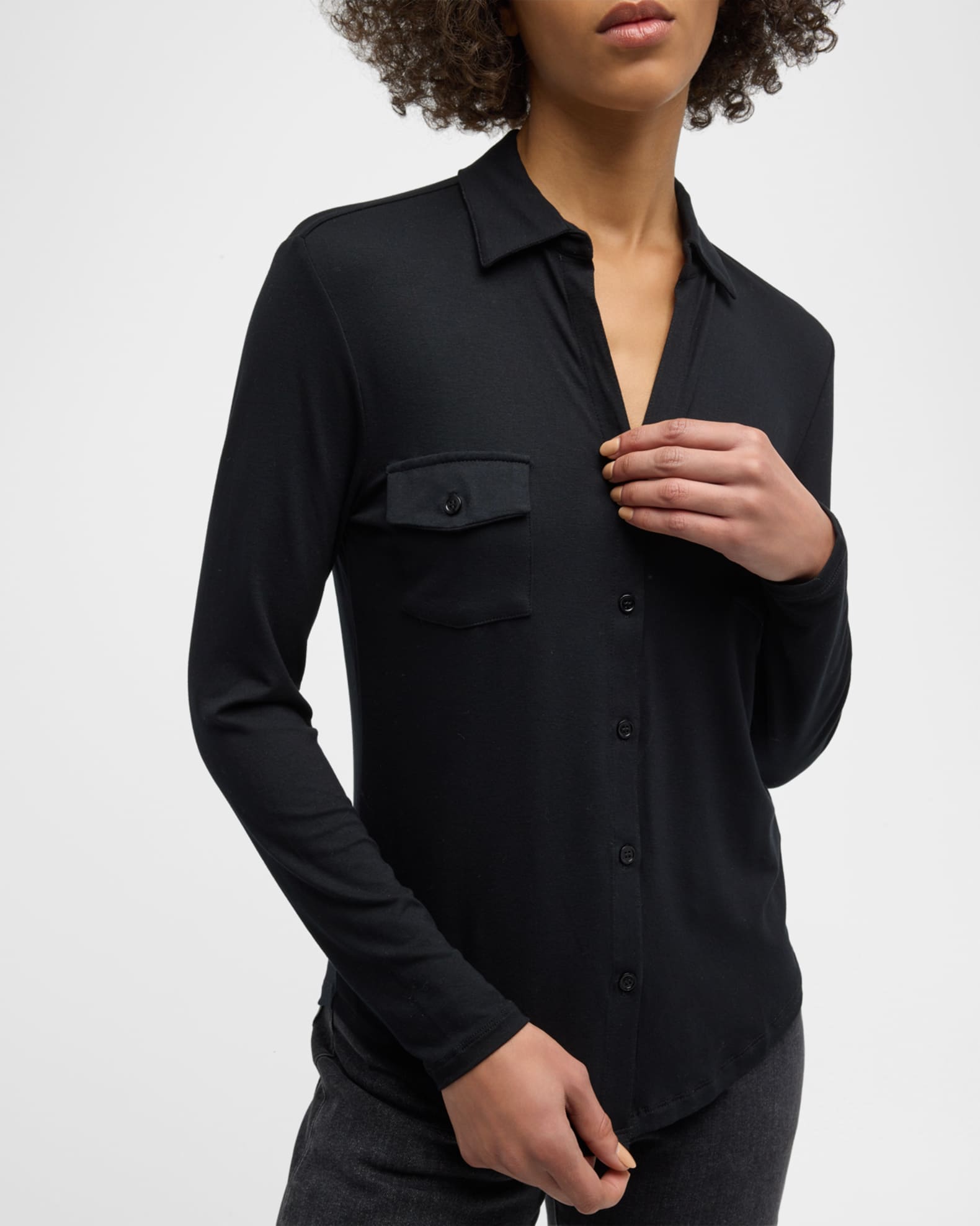 Majestic Filatures Soft Touch Button-Down Shirt with Pockets | Neiman ...