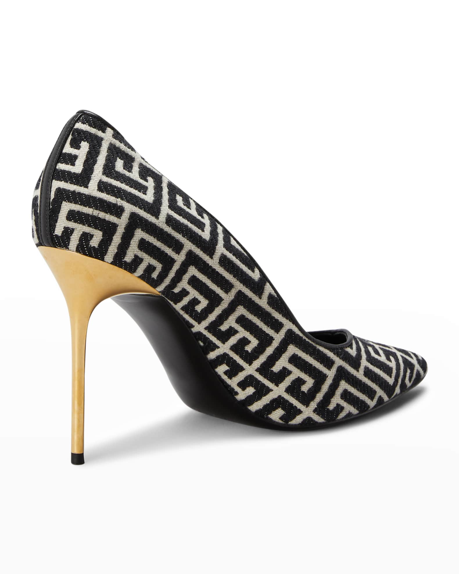 Balmain Ruby Monogram Metallic-Stiletto Pumps | Neiman Marcus