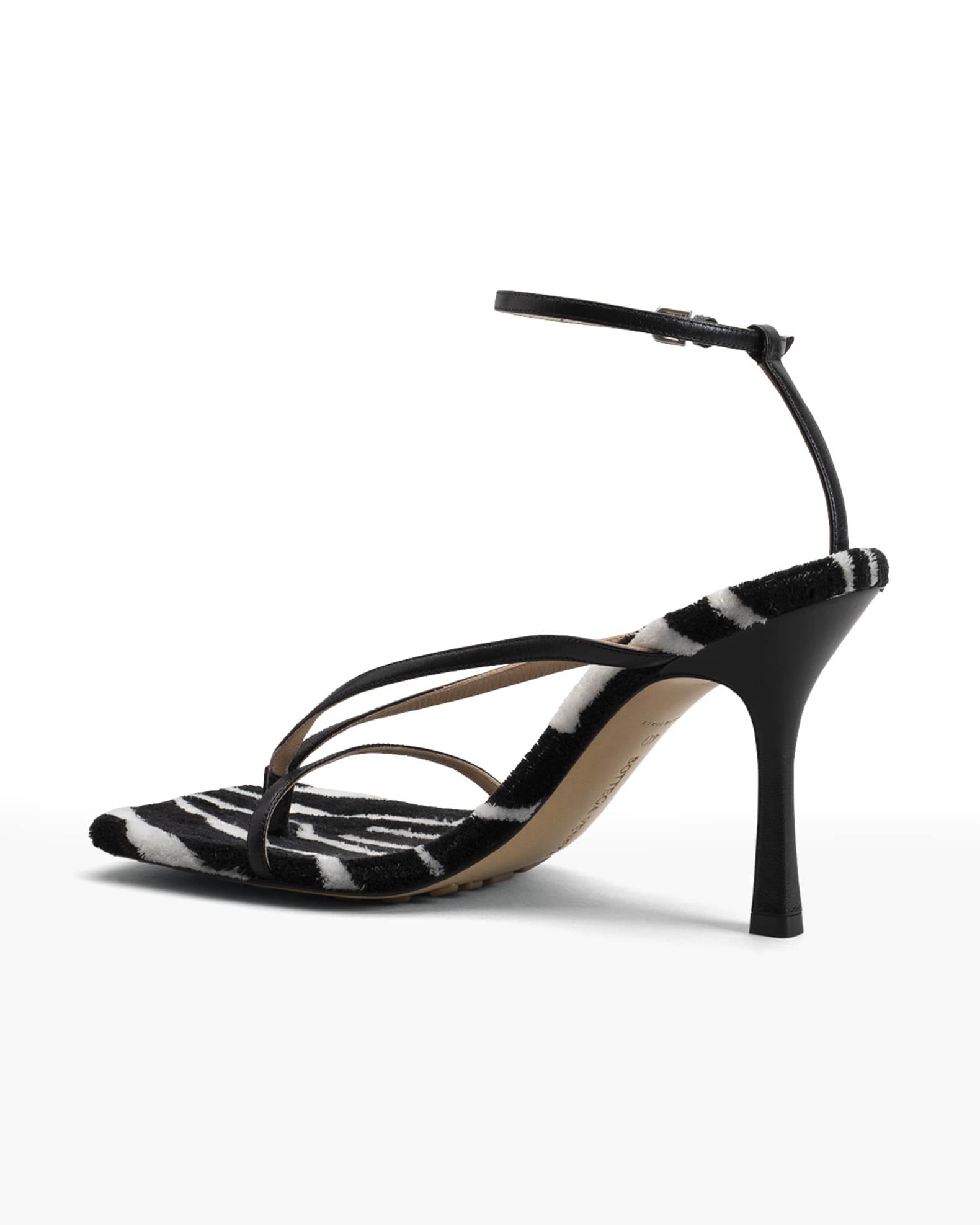 Bottega Veneta Multi Strap Zebra-Print Stretch High-Heel Sandals ...