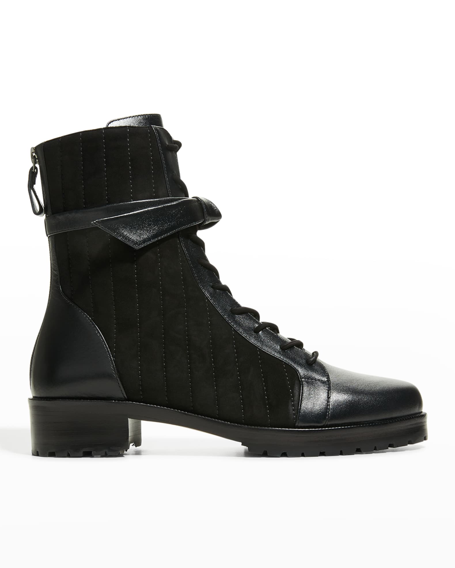 Alexandre Birman Clarita Bow Quilted Combat Boots | Neiman Marcus