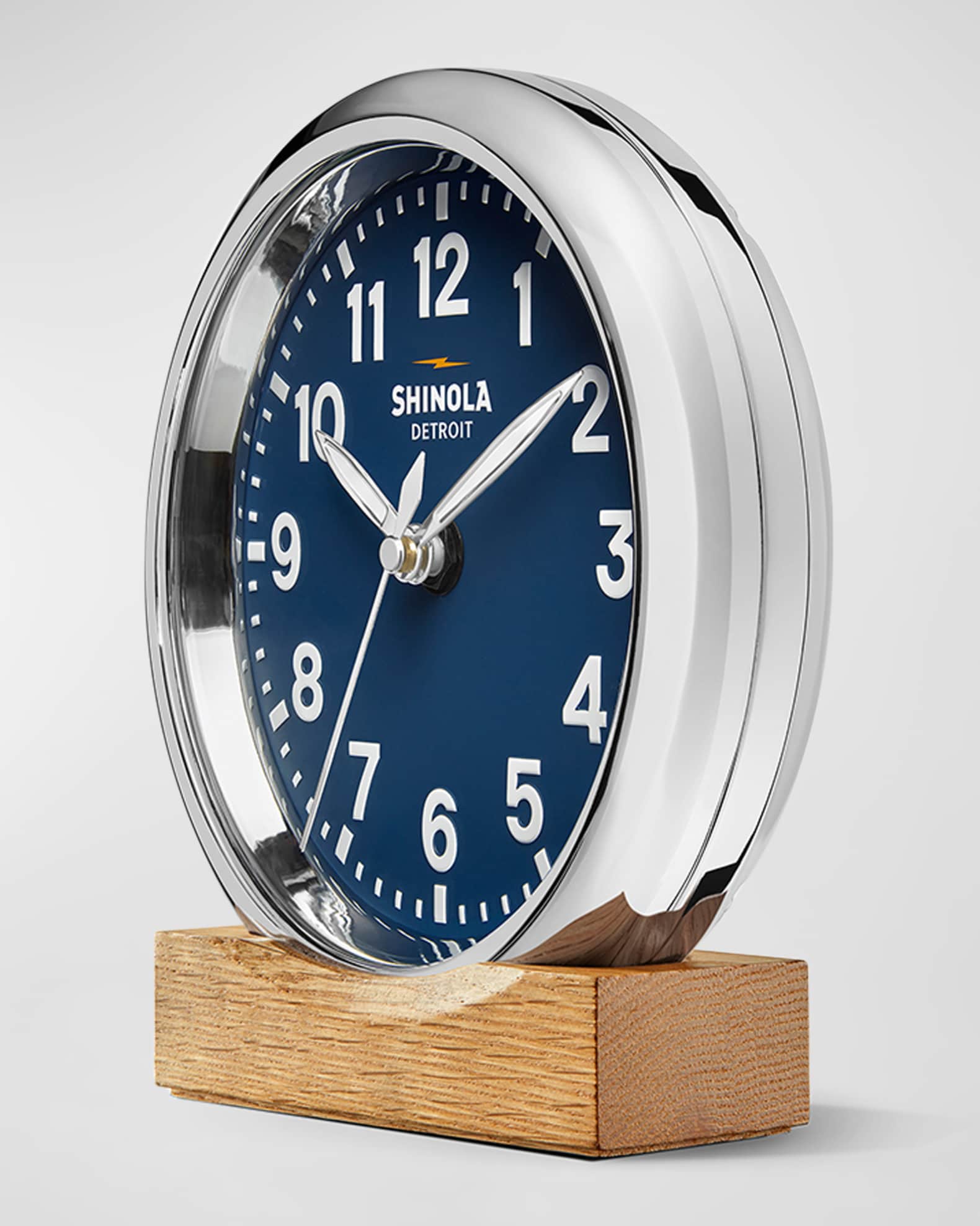 Shinola Runwell 6" Inch Desk Clock, Navy | Neiman Marcus