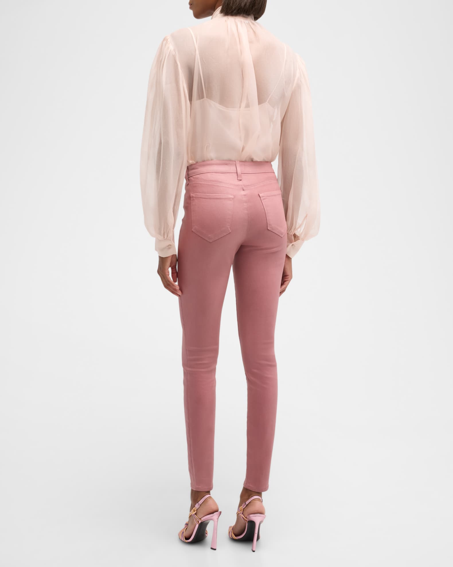 L'Agence Marguerite High-Rise Coated Skinny Jeans | Neiman Marcus