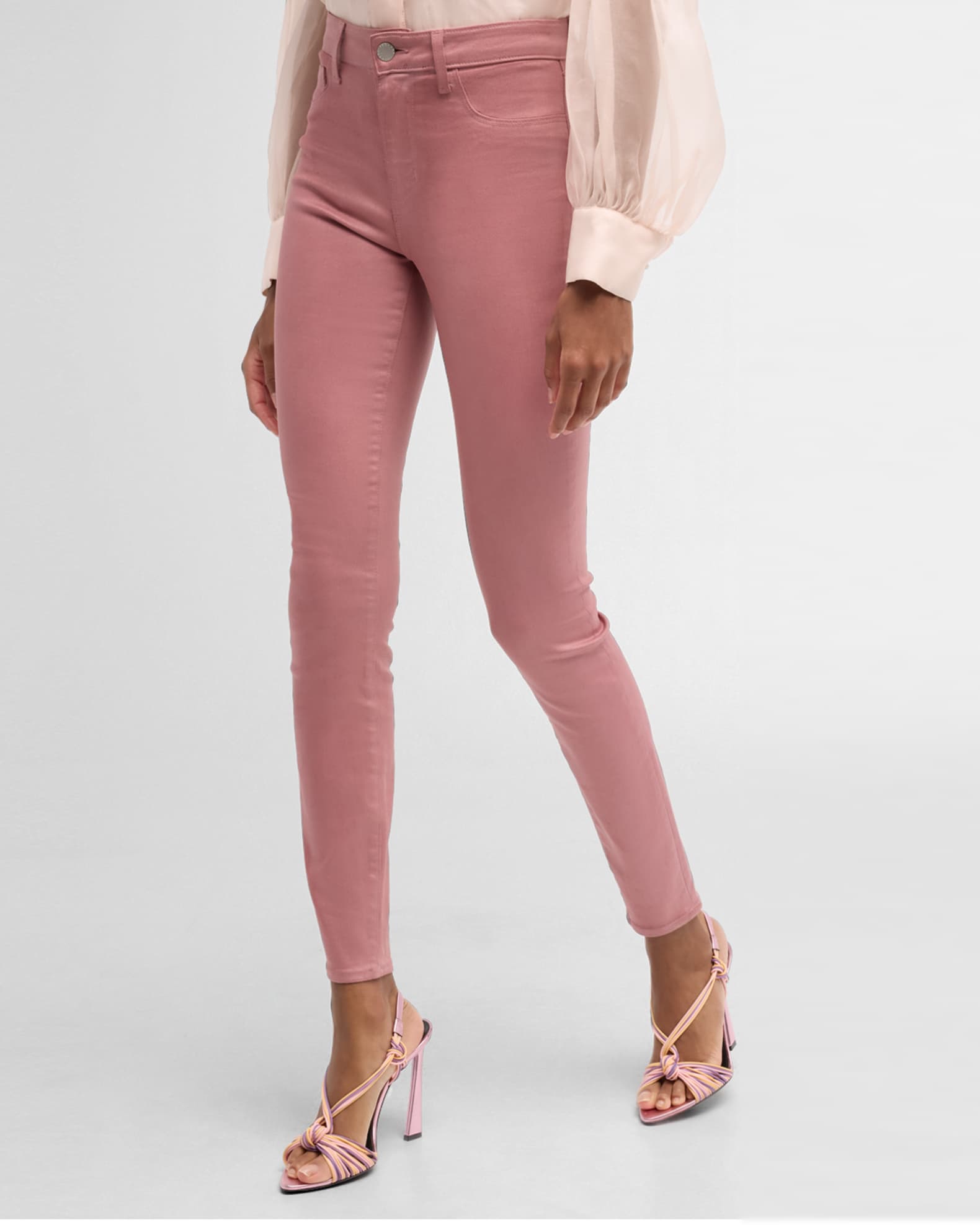 L'Agence Marguerite High-Rise Coated Skinny Jeans | Neiman Marcus