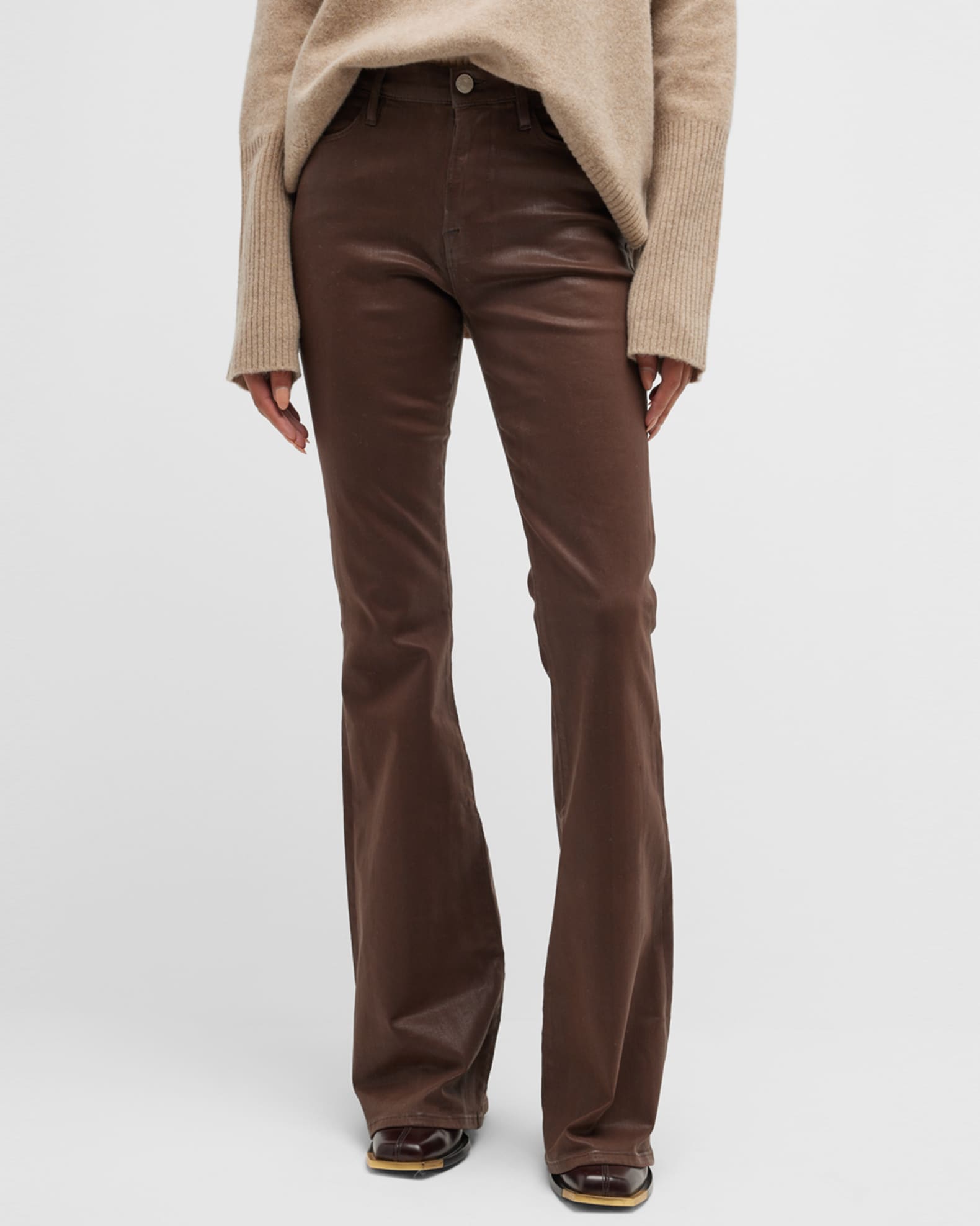 FRAME Le High Flare Coated Jeans | Neiman Marcus