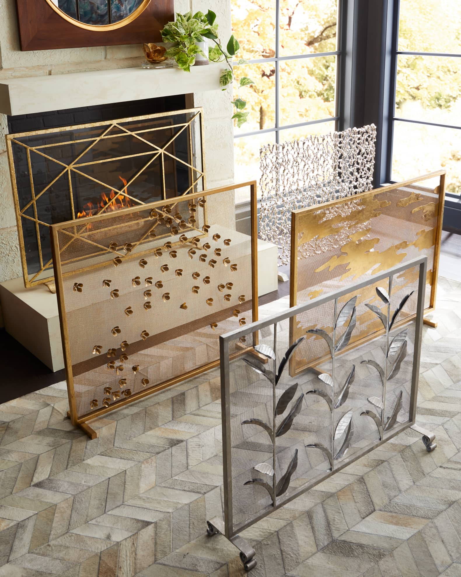 Leaf Accent Fire Screen | Neiman Marcus