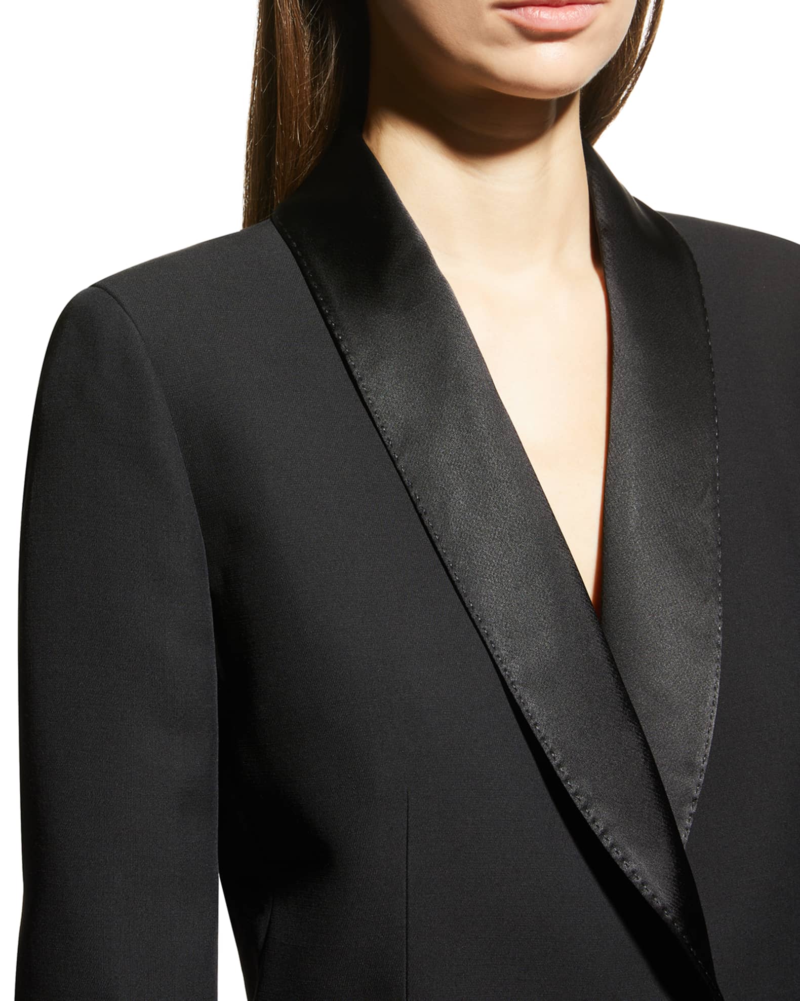 Lafayette 148 New York Sutton Satin-Collar Smoking Jacket | Neiman Marcus