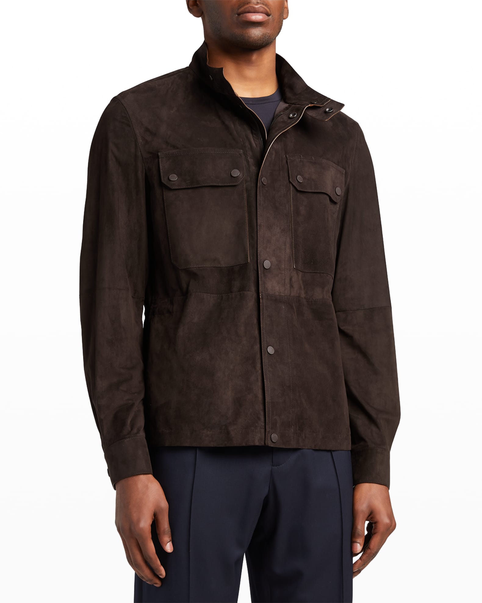 ZEGNA Men's Lamb Suede Field Jacket | Neiman Marcus