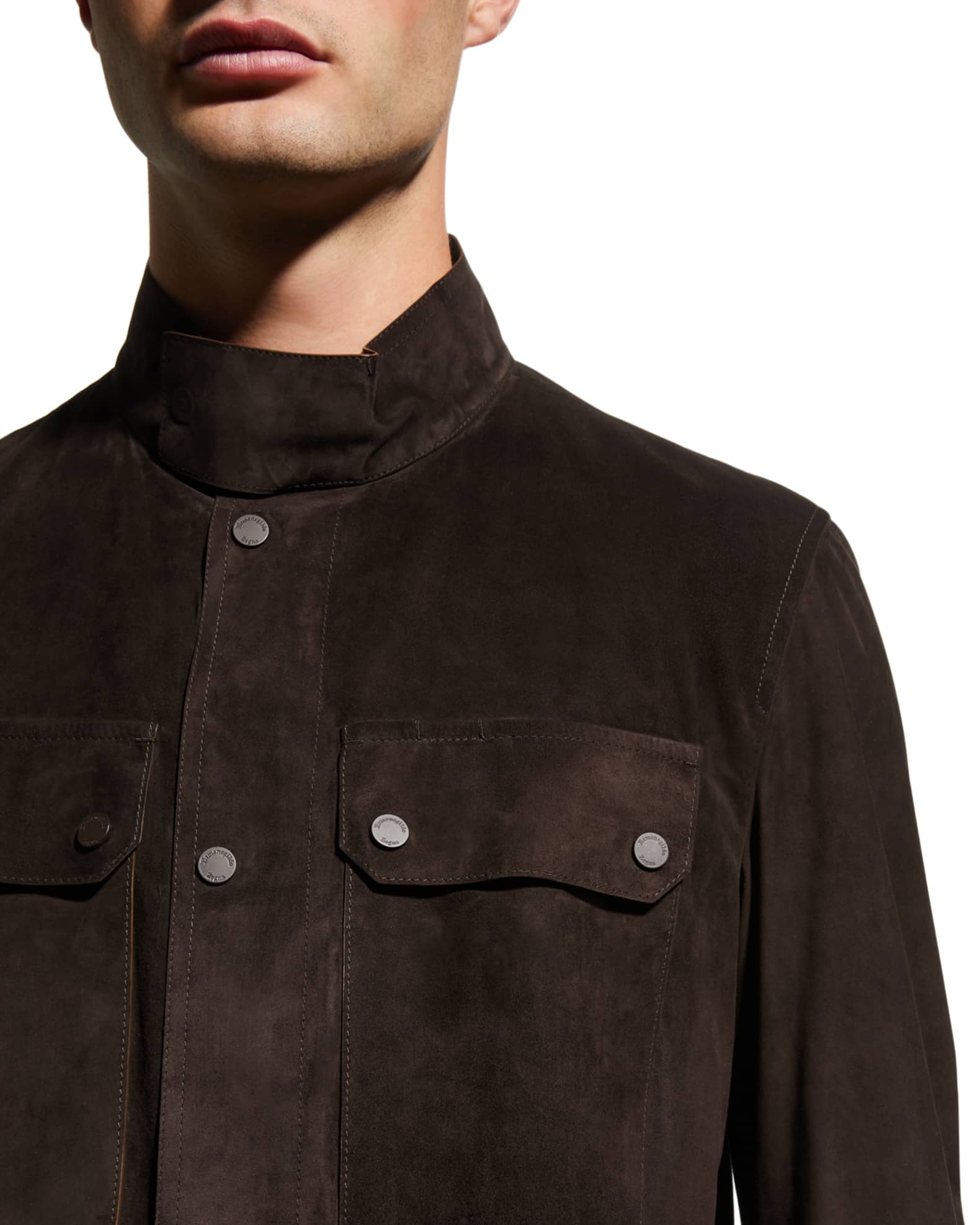 ZEGNA Men's Lamb Suede Field Jacket | Neiman Marcus