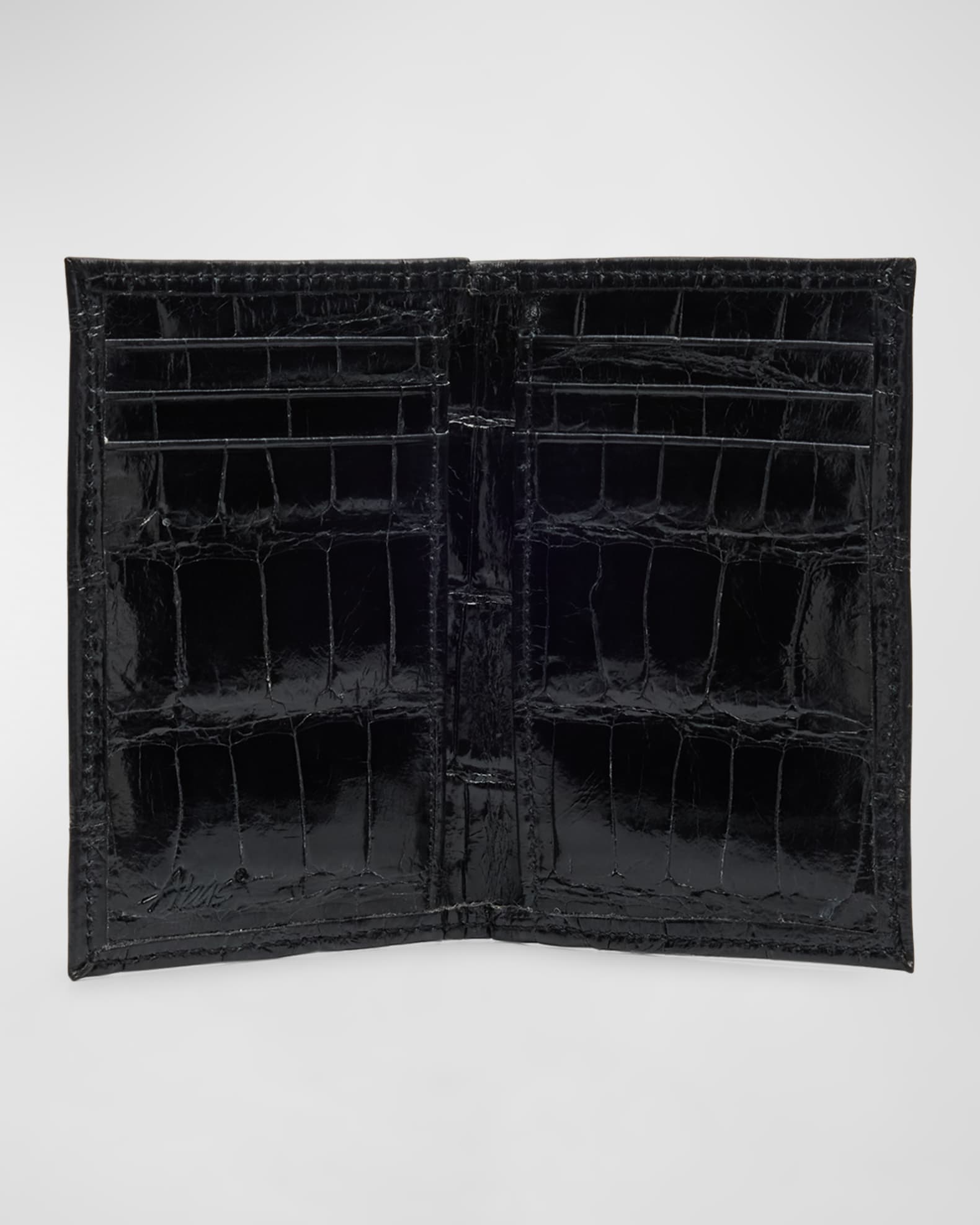 Abas Men's Glazed Alligator Leather Bifold Card Case | Neiman Marcus