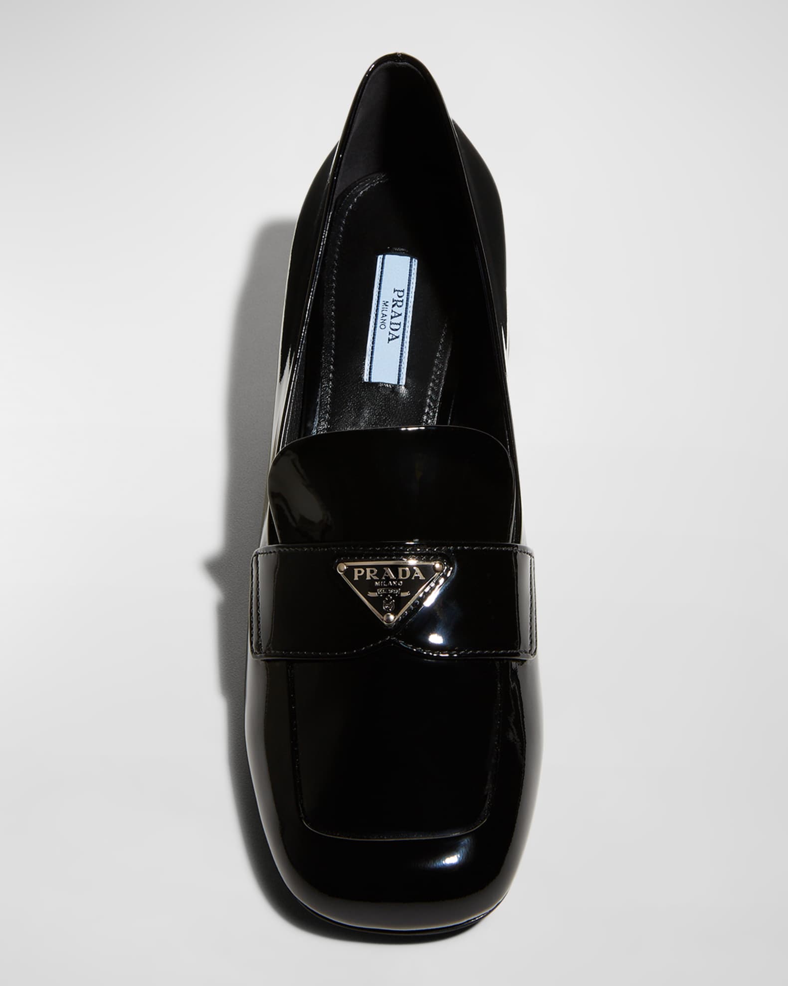 Prada Patent Leather Logo Loafers | Neiman Marcus