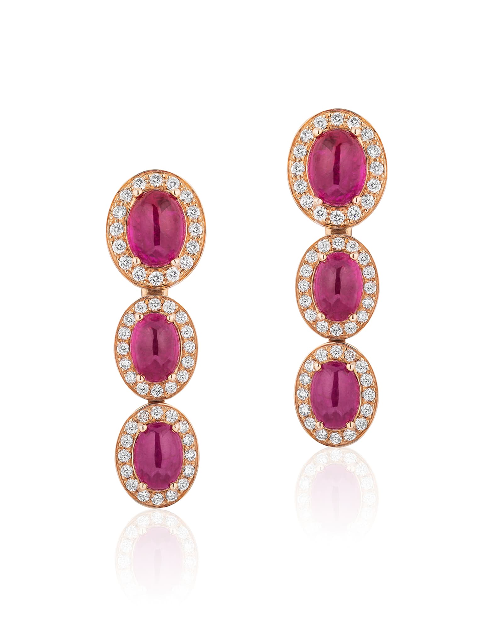 Andreoli 18K Rose Gold Ruby and Diamond Triple Stack Earrings | Neiman ...