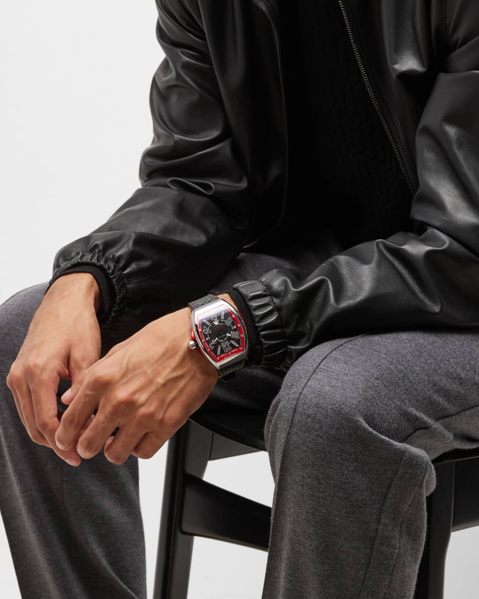 Franck Muller Men's Vanguard Racing Automatic Black and Red Accent ...