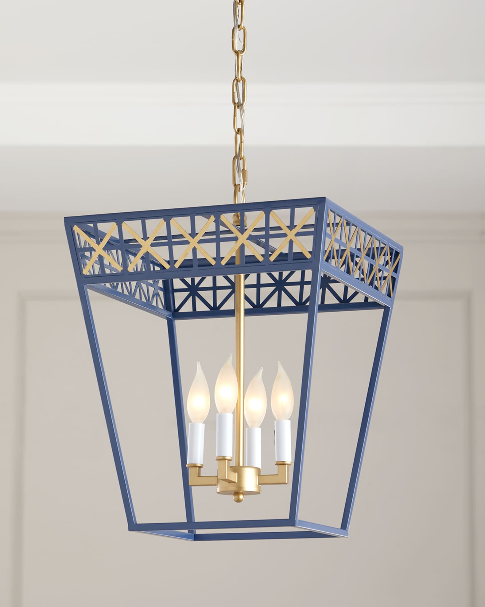Navy Blue & Gold Caitlyn Lantern | Neiman Marcus