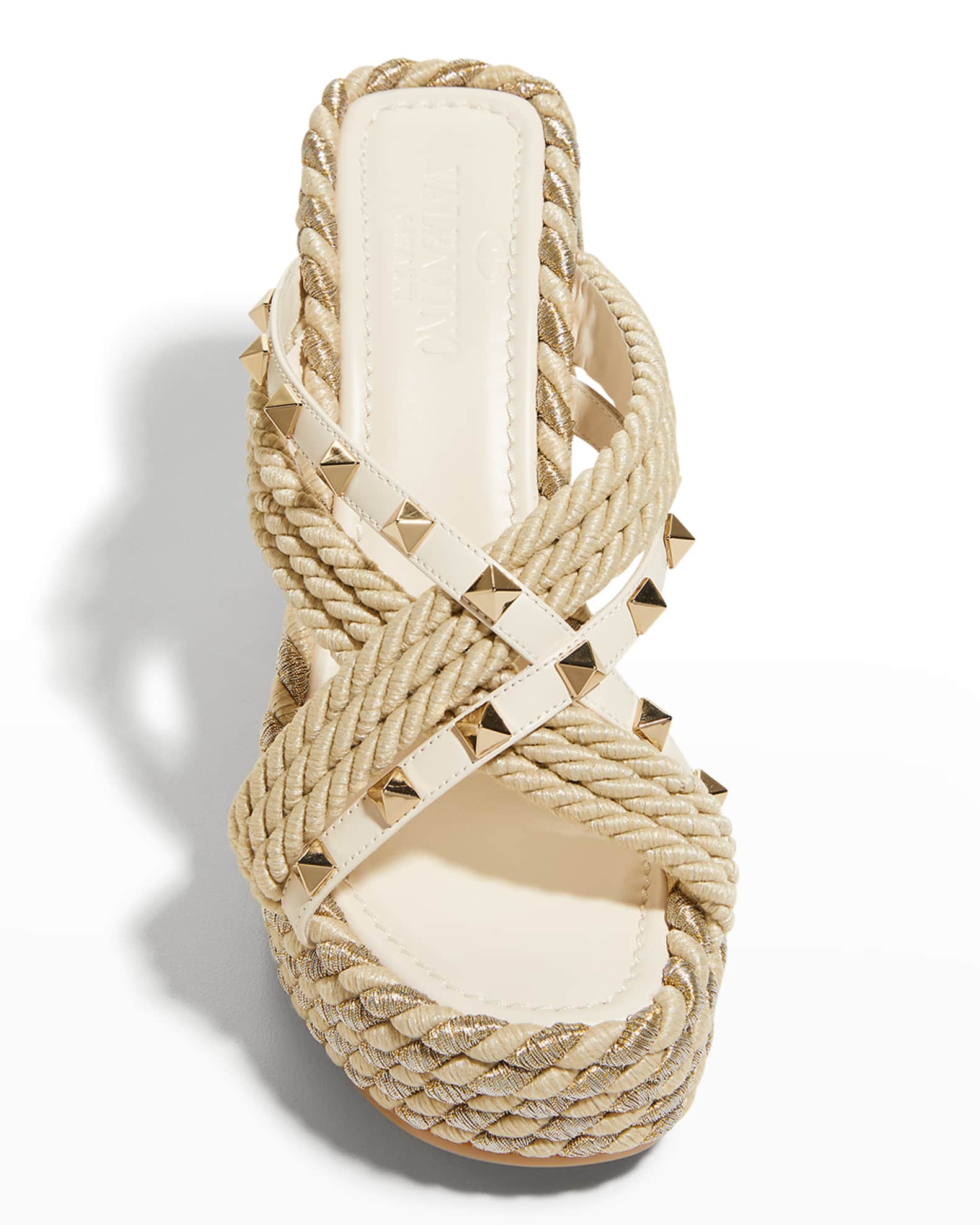 Valentino Garavani Rockstud Torchon 95mm Wedge Espadrilles | Neiman Marcus