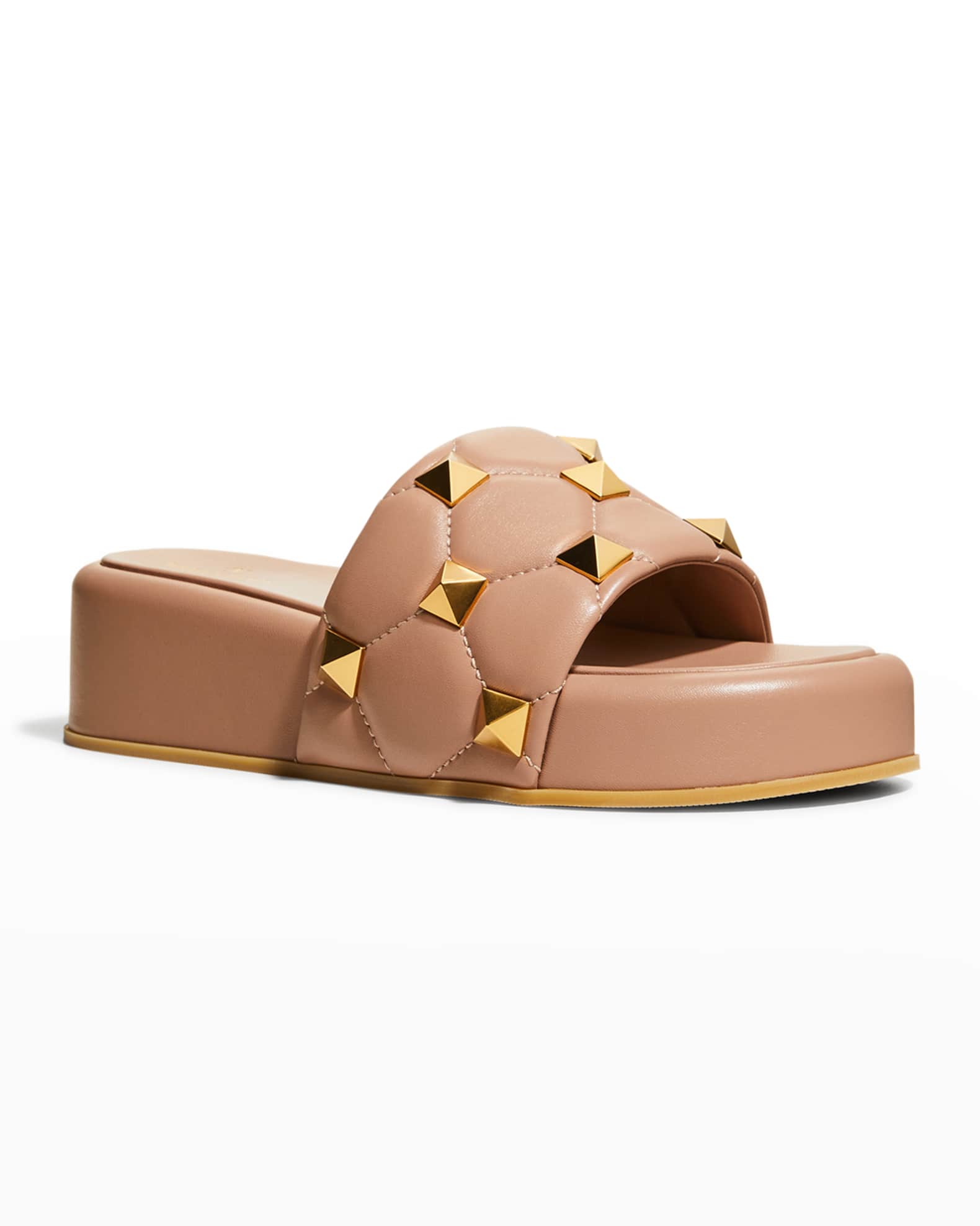 Valentino Garavani Roman Stud 50mm Slides | Neiman Marcus