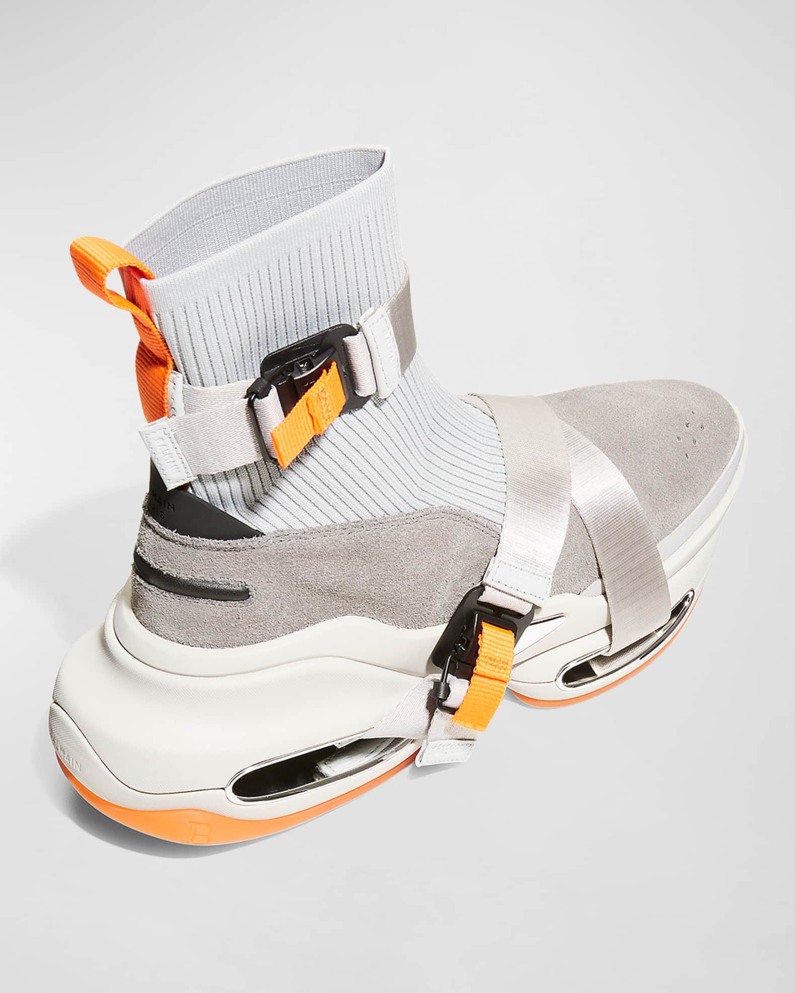 Balmain Men's B Bold Two-Tone Knit Sock High-Top Sneakers | Neiman Marcus