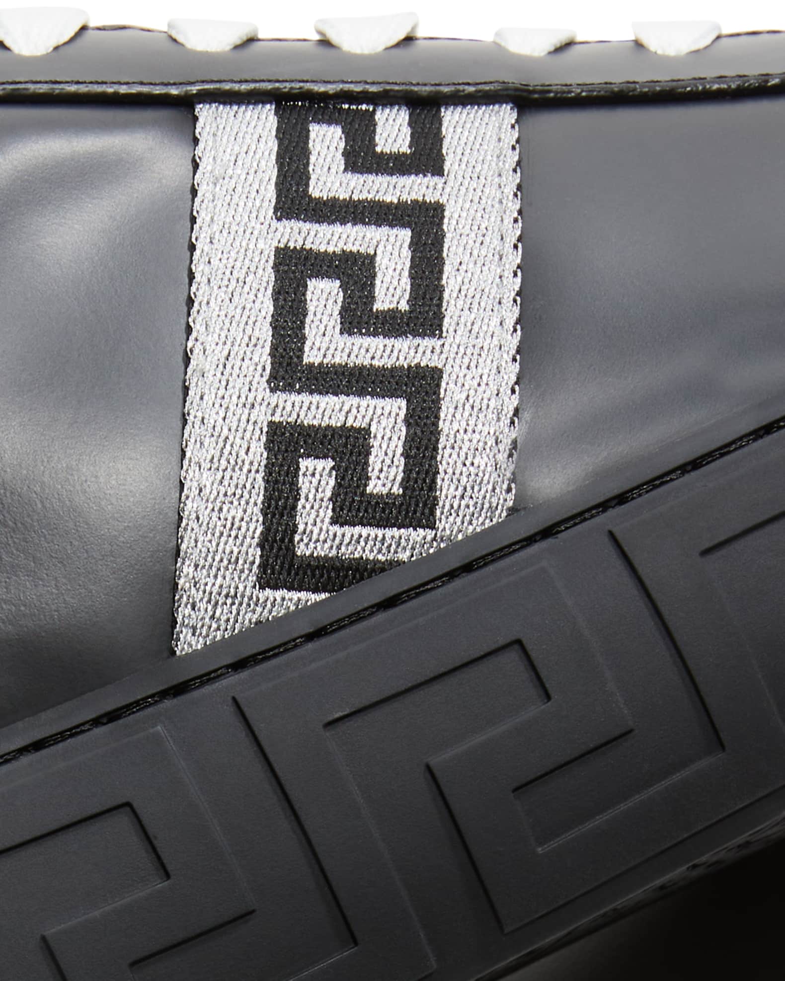 Versace Men's Greca Metallic Leather Low-Top Sneakers | Neiman Marcus