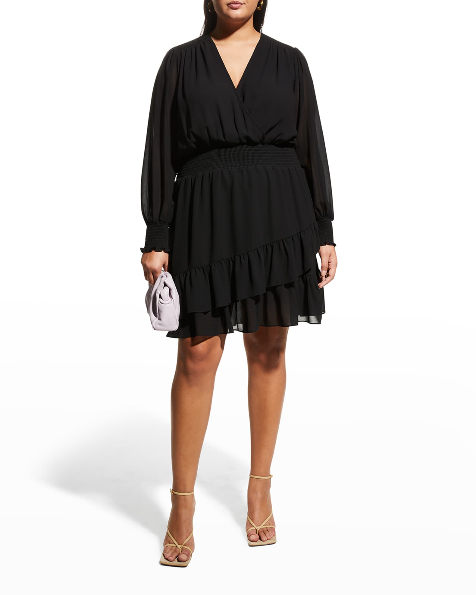 MICHAEL Michael Kors Plus Size Smocked-Waist Tiered Ruffle Dress ...