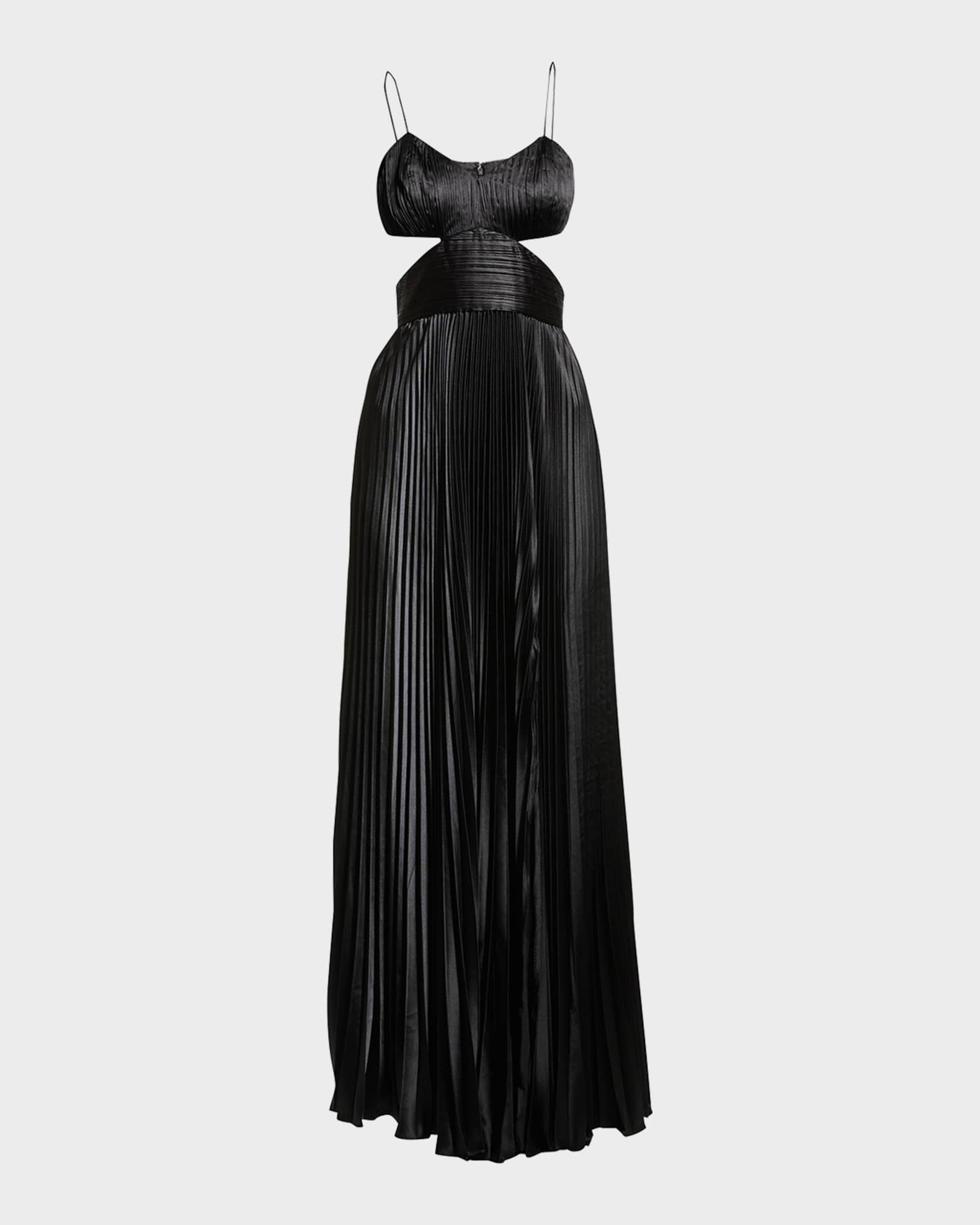 AMUR Elodie Pleated Long Cutout Gown | Neiman Marcus